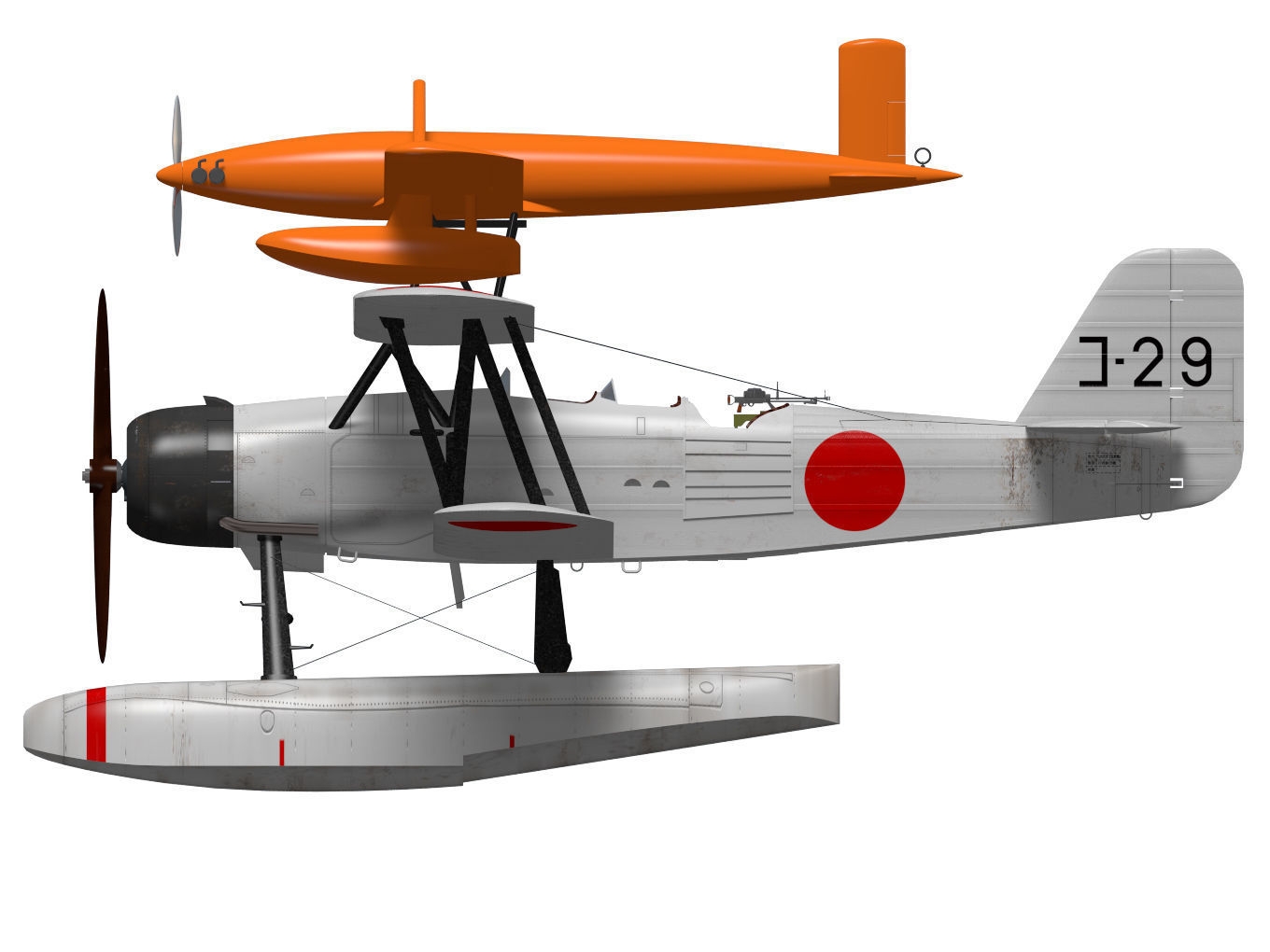 Kawanishi E7K2 Alf and Type1 target plane 3D model | CGTrader