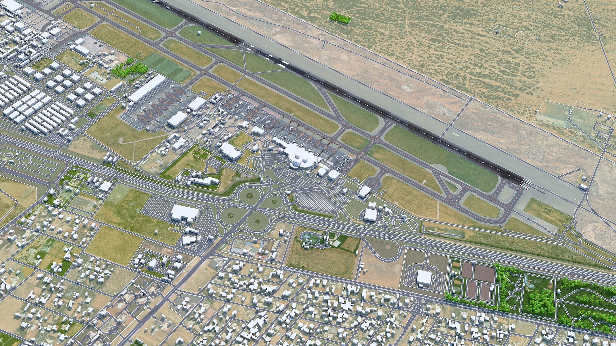 3D model Sharjah Airport 10km VR / AR / low-poly | CGTrader