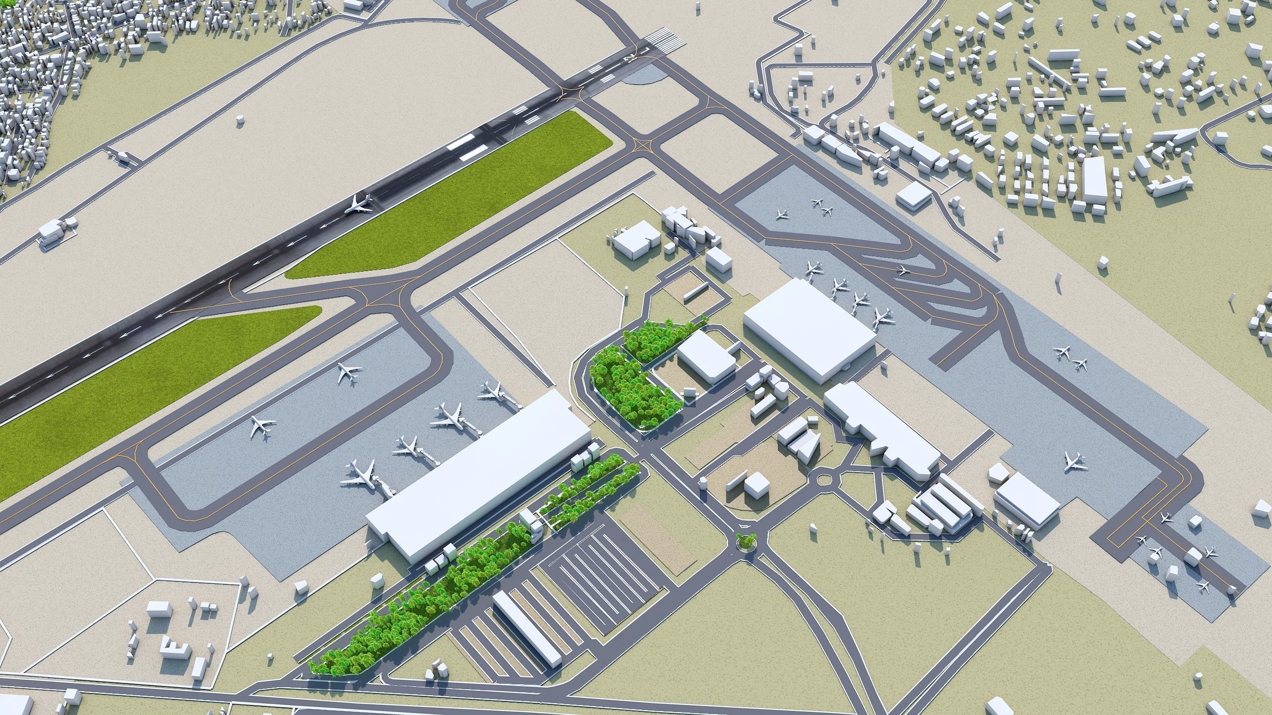 3D model Sardar Vallabhbhai Patel International Airport Ahmedabad 10km VR / AR / low-poly | CGTrader