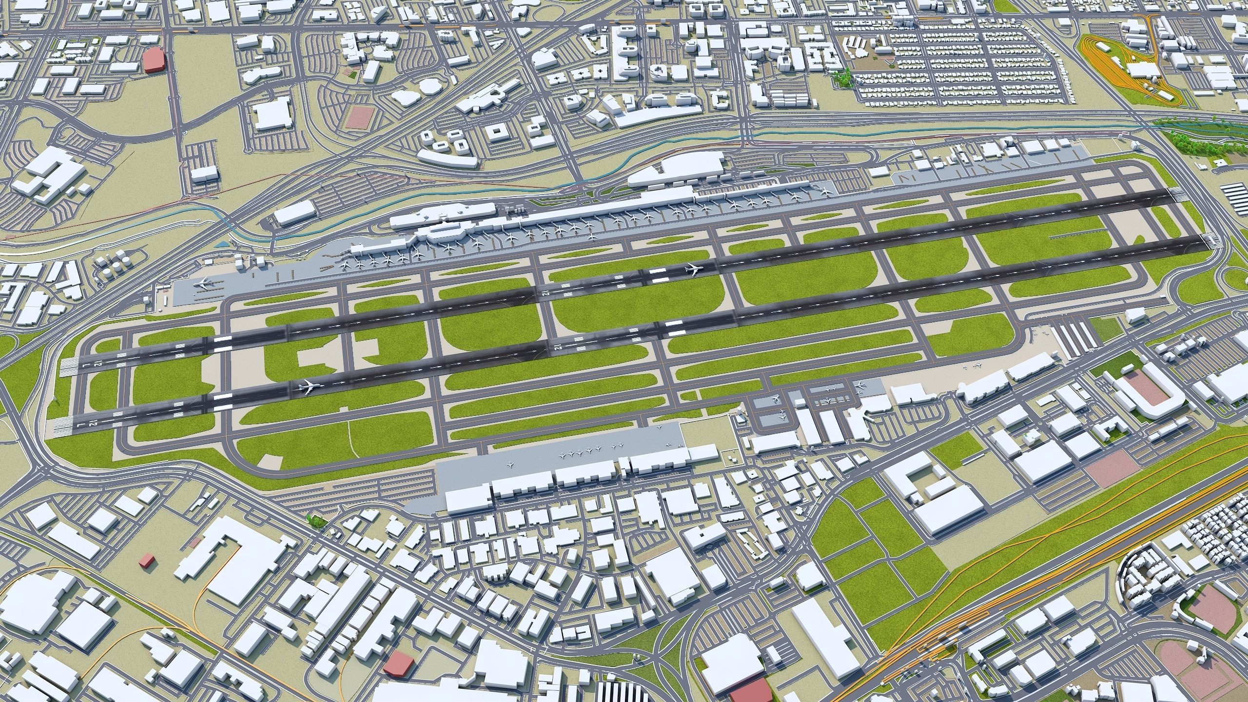 3D model San Jose Airport 10km VR / AR / low-poly | CGTrader