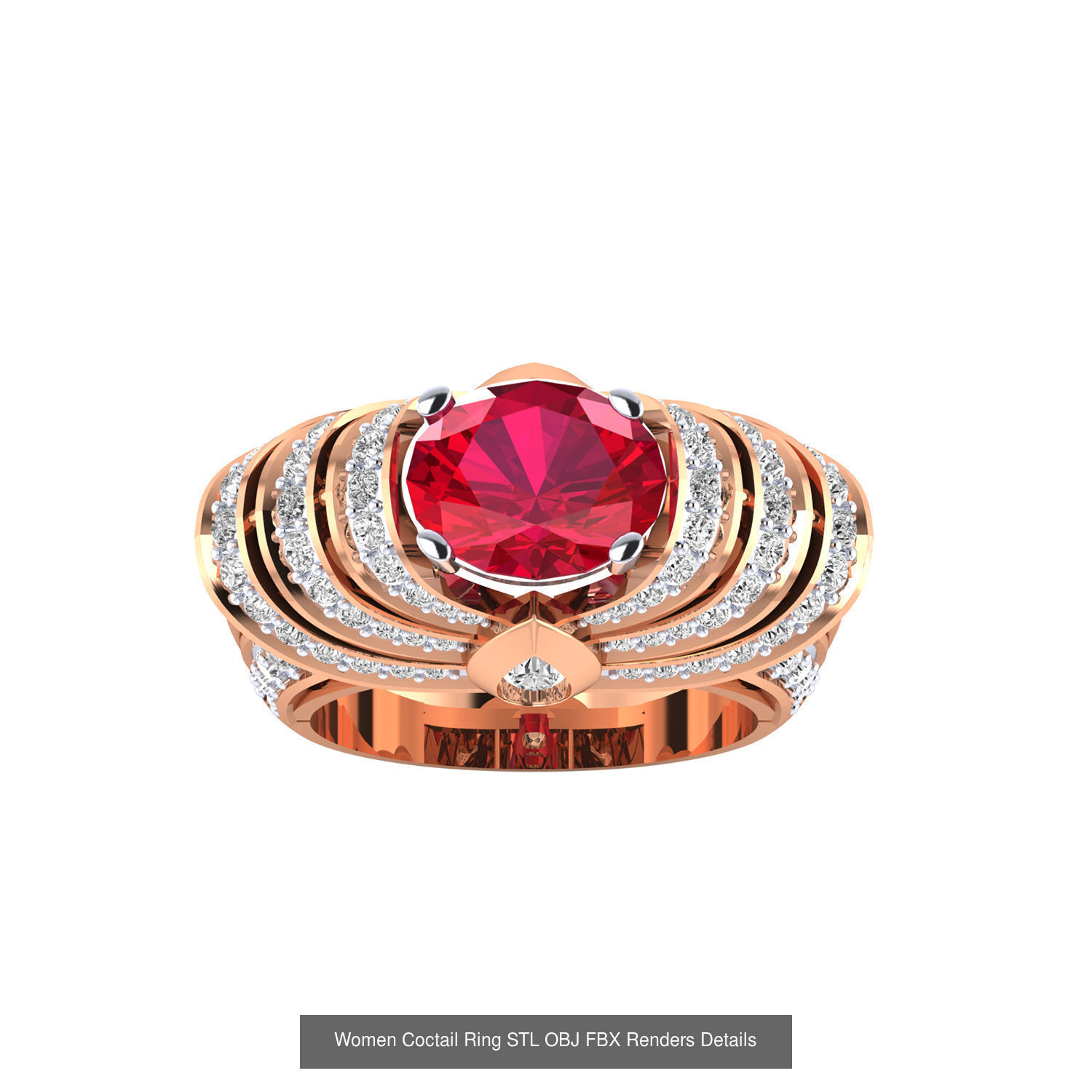 35 Women Coctail Ring STL OBJ FBX Renders Details Collection | CGTrader