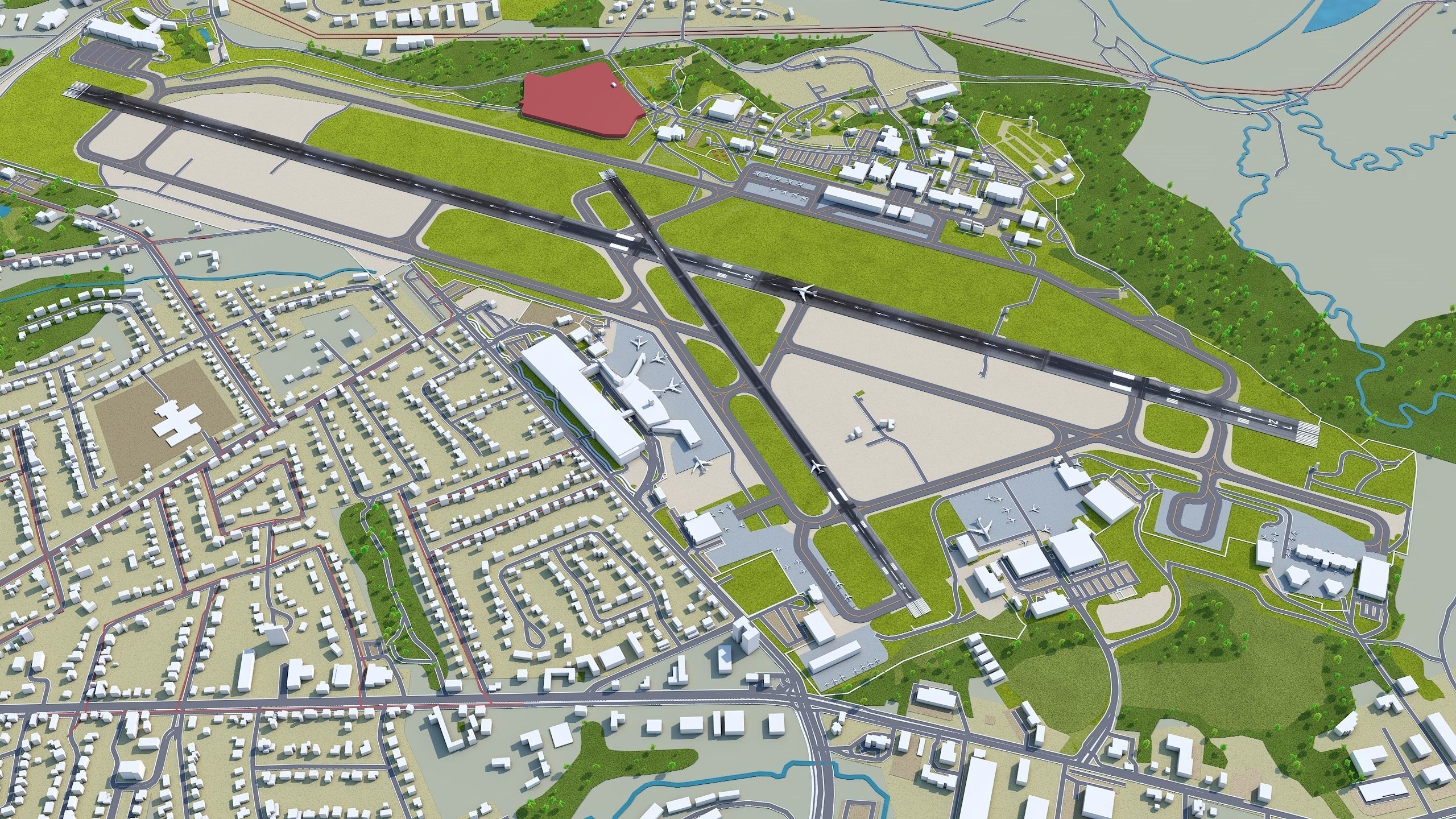 3D model Burlington Airport 10km VR / AR / low-poly | CGTrader