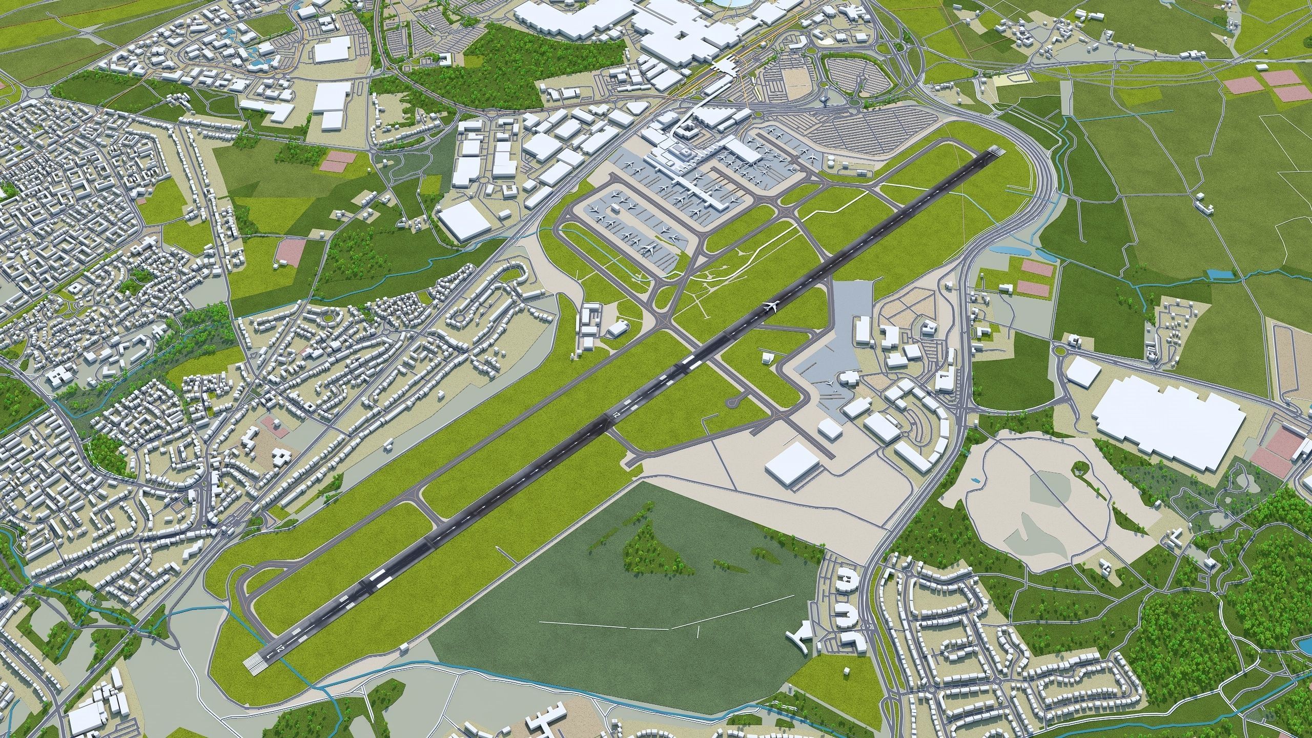 3D model Birmingham Airport UK 10km VR / AR / low-poly | CGTrader