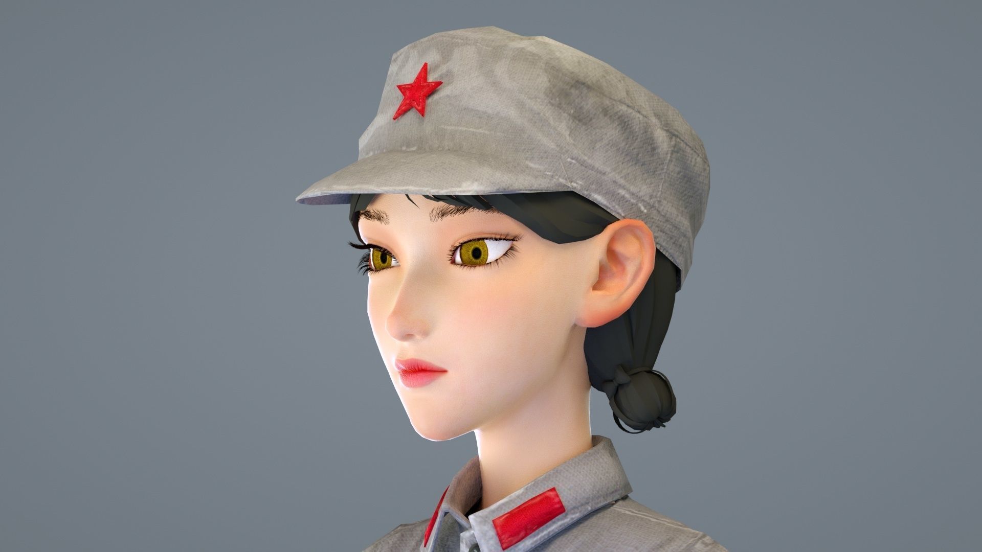 Cartoon Red Army Girl Little Girl Eighth Route Army 3D model | CGTrader