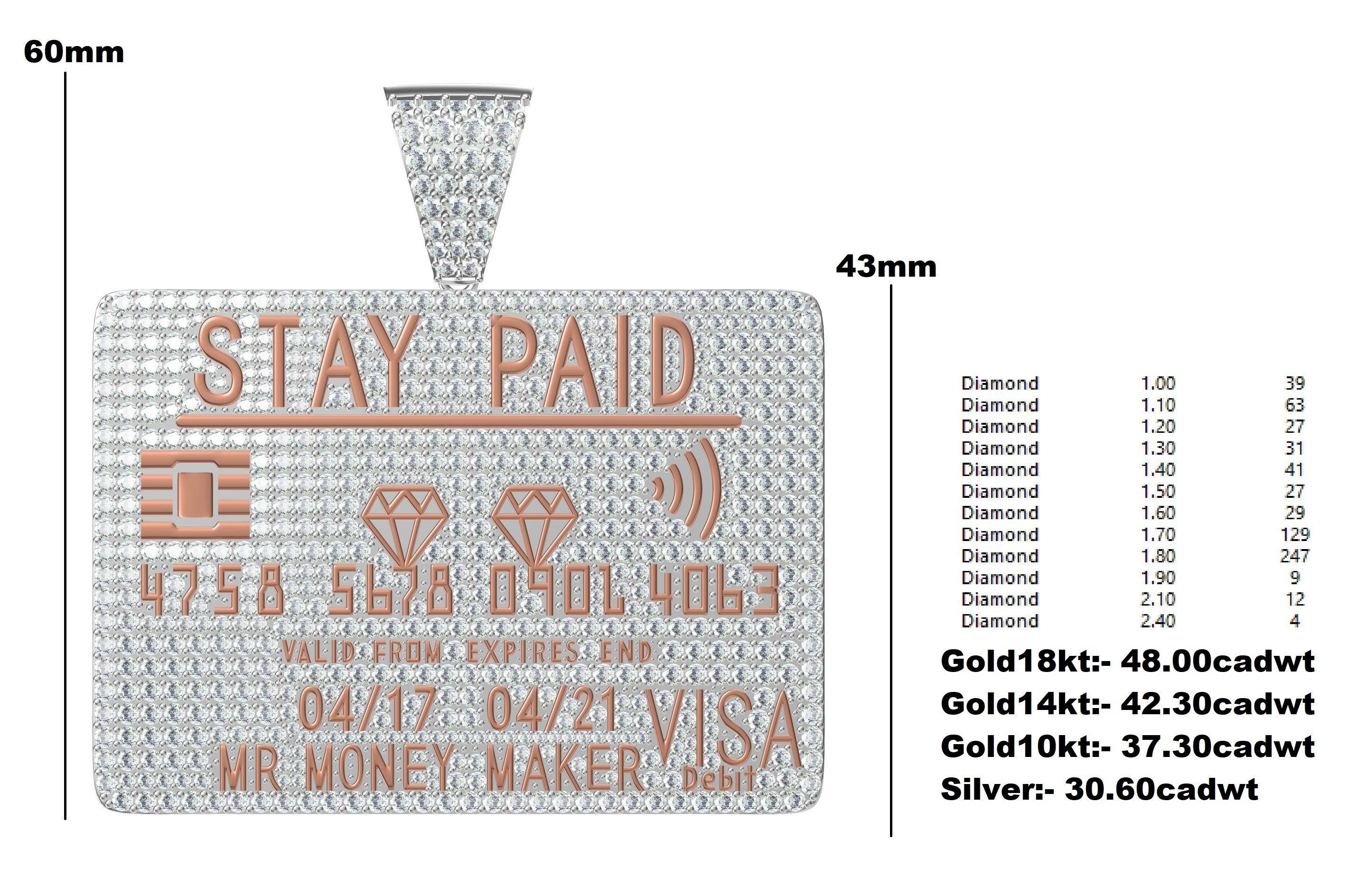 Debit Card Diamond Pendant 3D model 3D printable | CGTrader