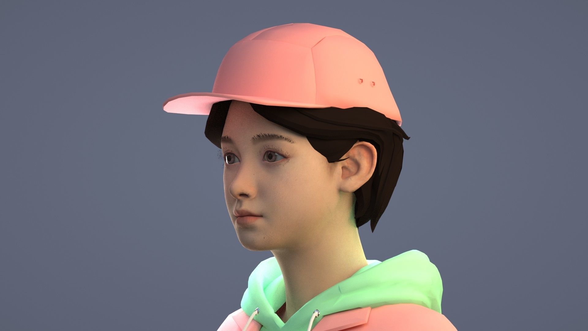 Little Sister Fashion Girl Beauty Student Girl Child Realistic 3D model ...