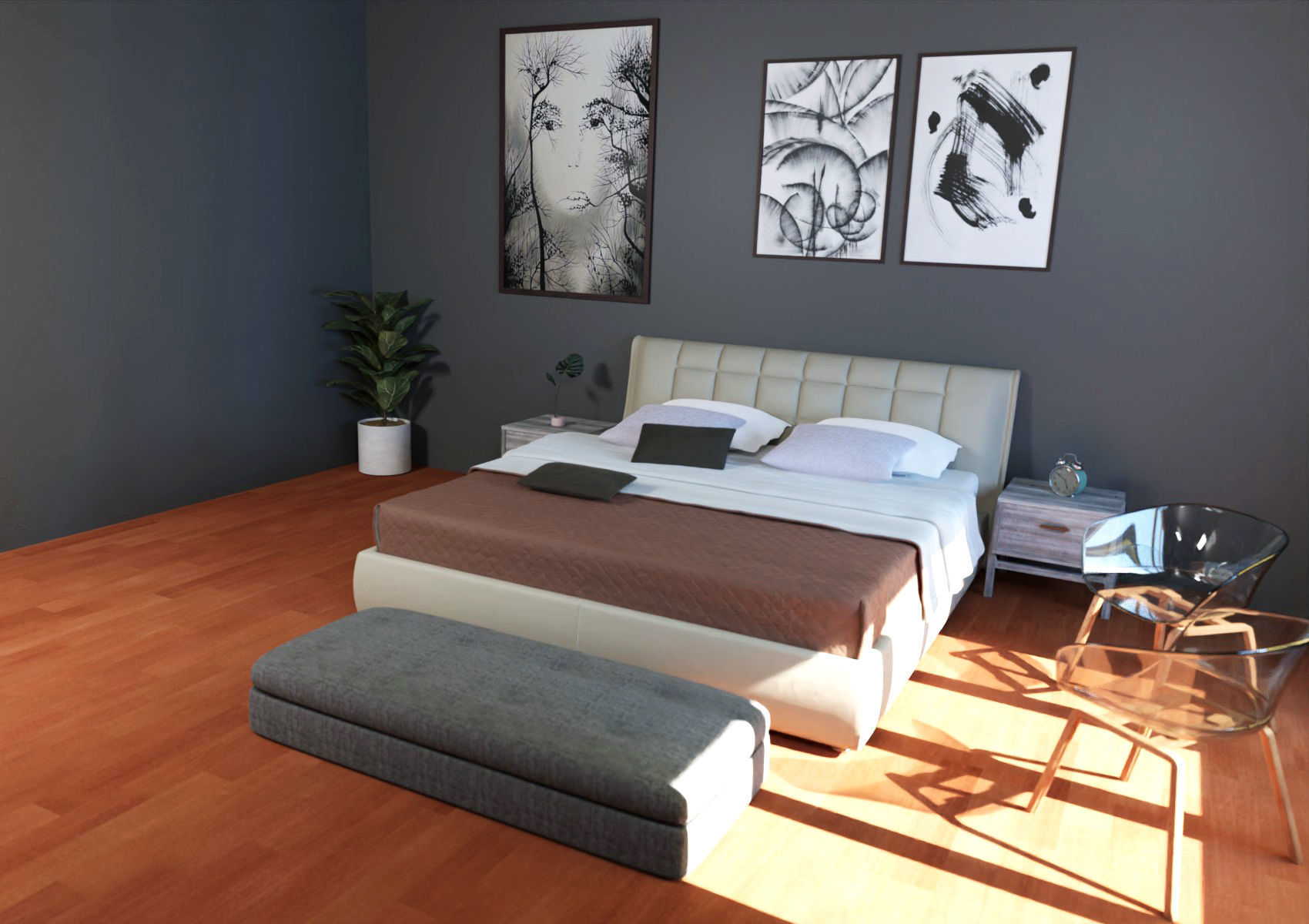 3D model Realistic Bedroom Interior Scene VR / AR / low-poly | CGTrader