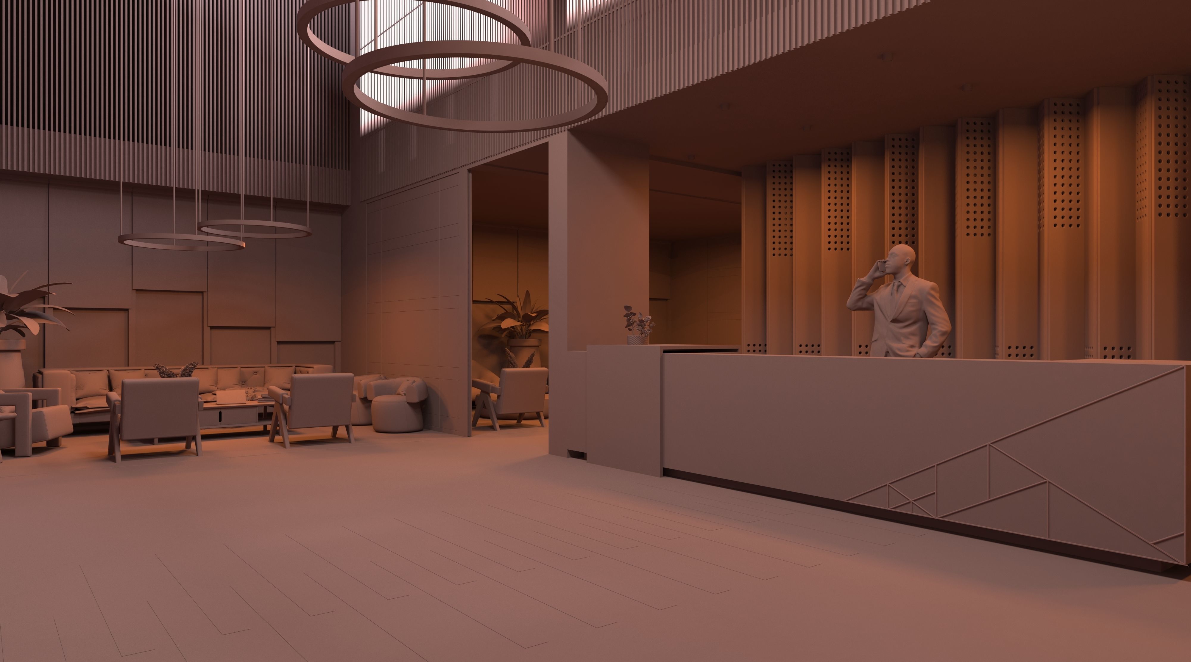 Vray 5 - Hotel Lobby Design 3D model | CGTrader