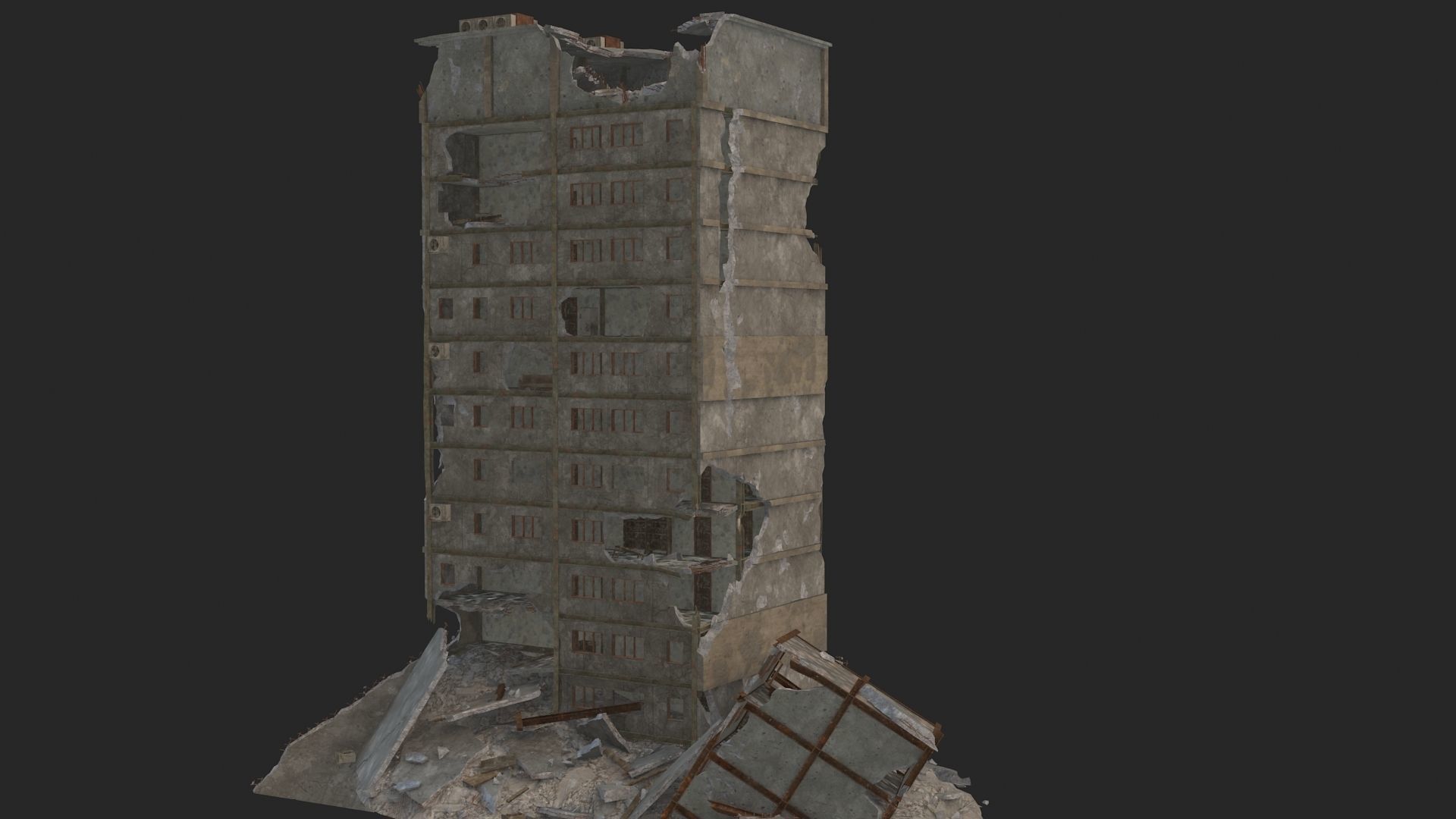 3D model destroyed building VR / AR / low-poly | CGTrader