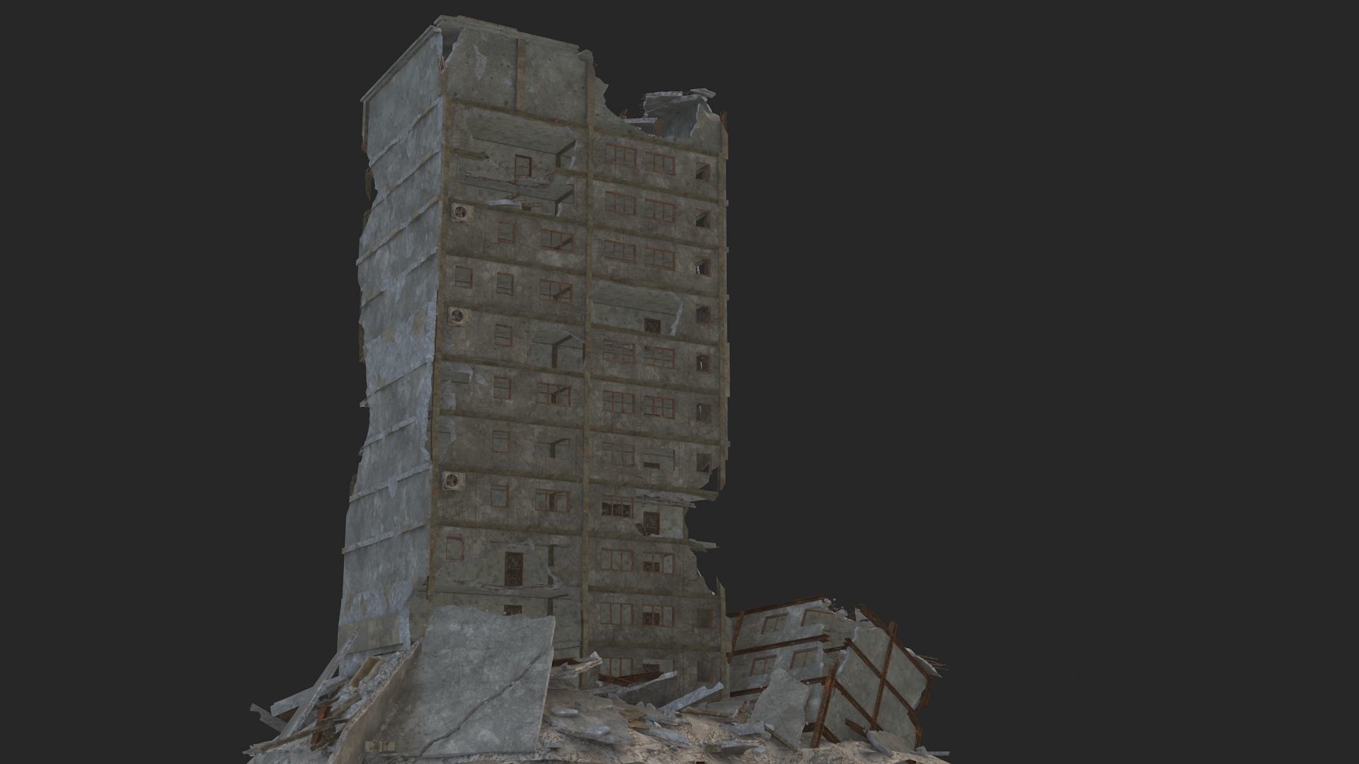 3D model destroyed building VR / AR / low-poly | CGTrader