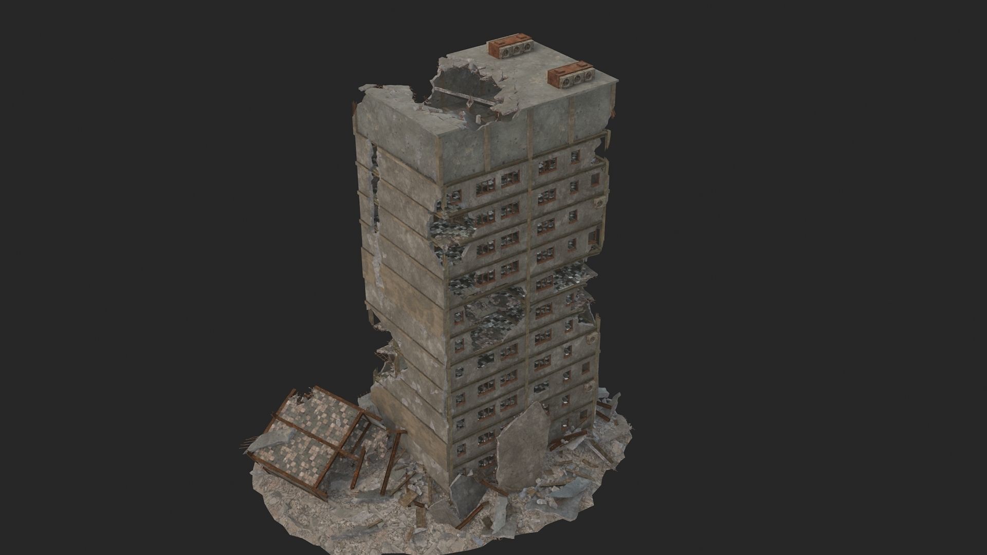 3D model destroyed building VR / AR / low-poly | CGTrader
