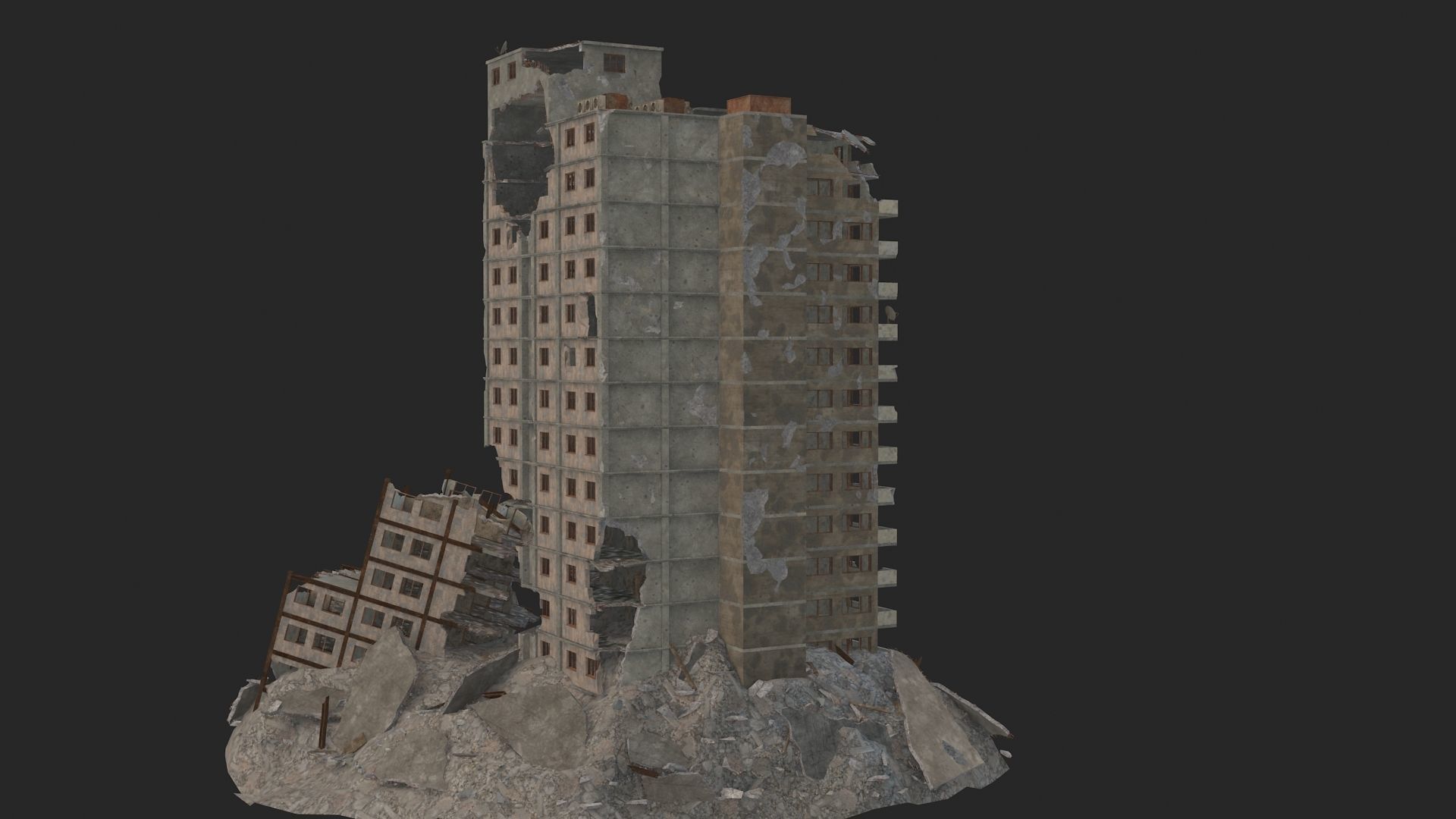 3D model destroyed building VR / AR / low-poly | CGTrader