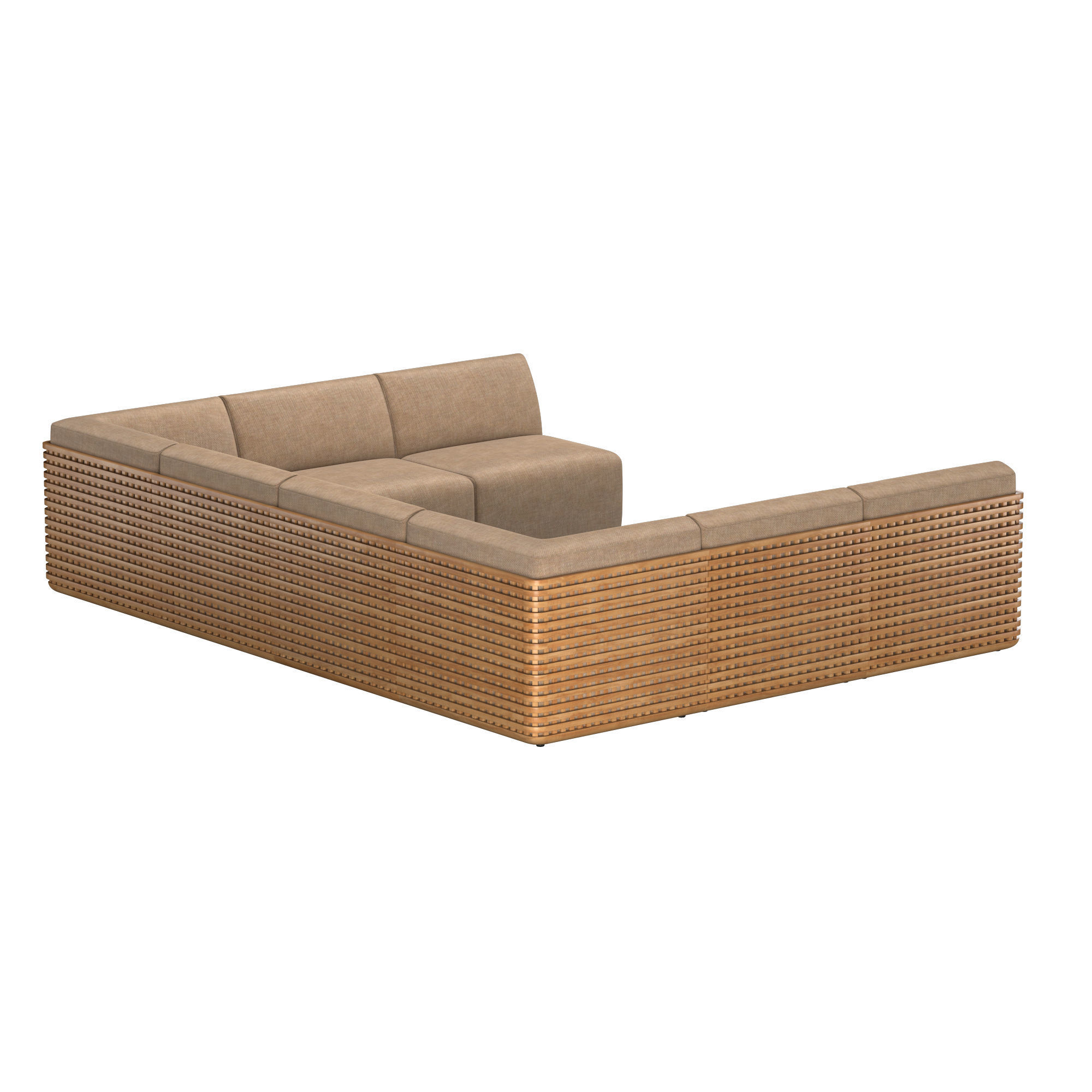 TRELICA TEAK MODULAR U-SOFA SECTIONAL 3D model | CGTrader