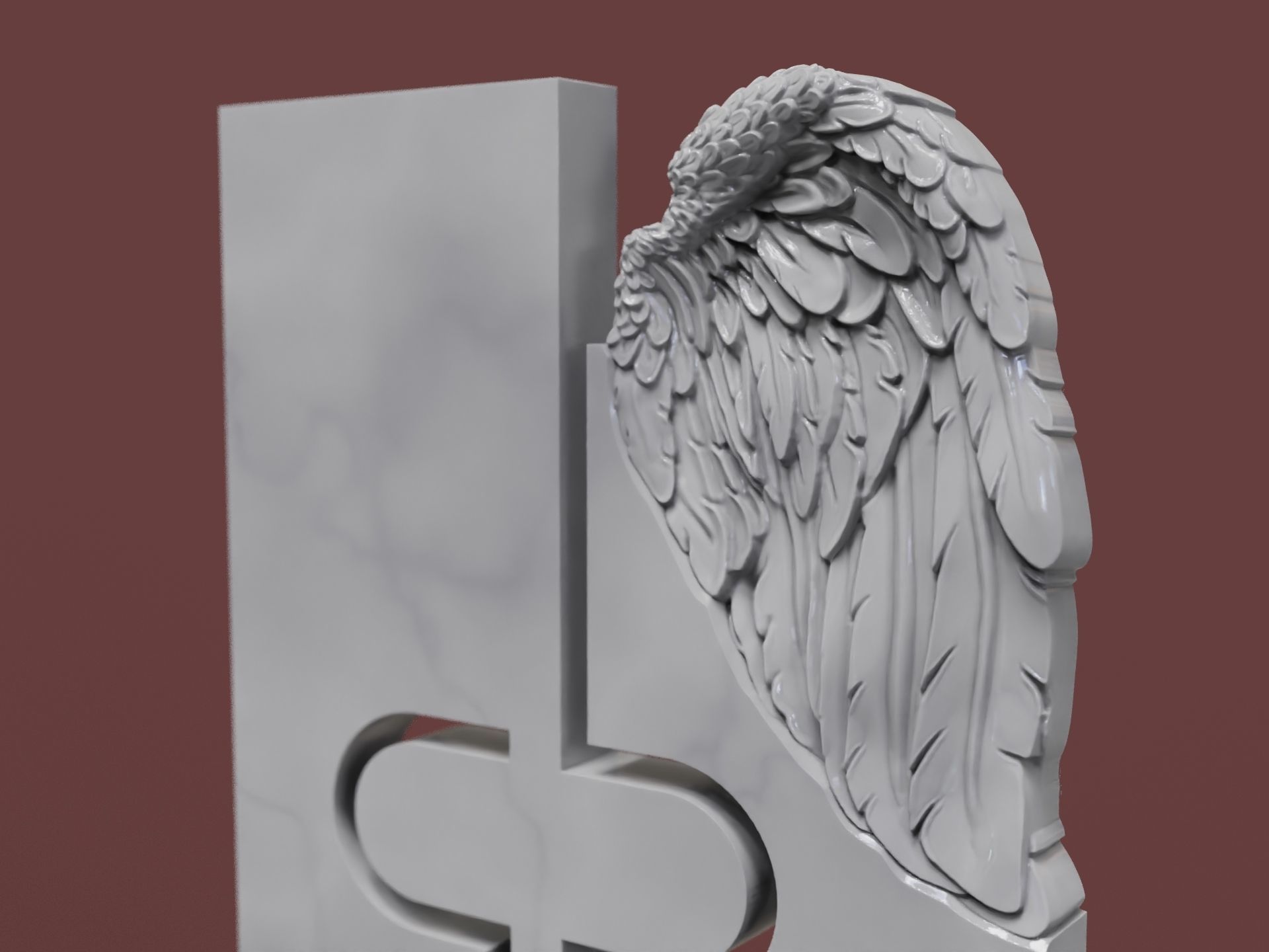 Memorial Tombstone with wing 3D model 3D printable | CGTrader