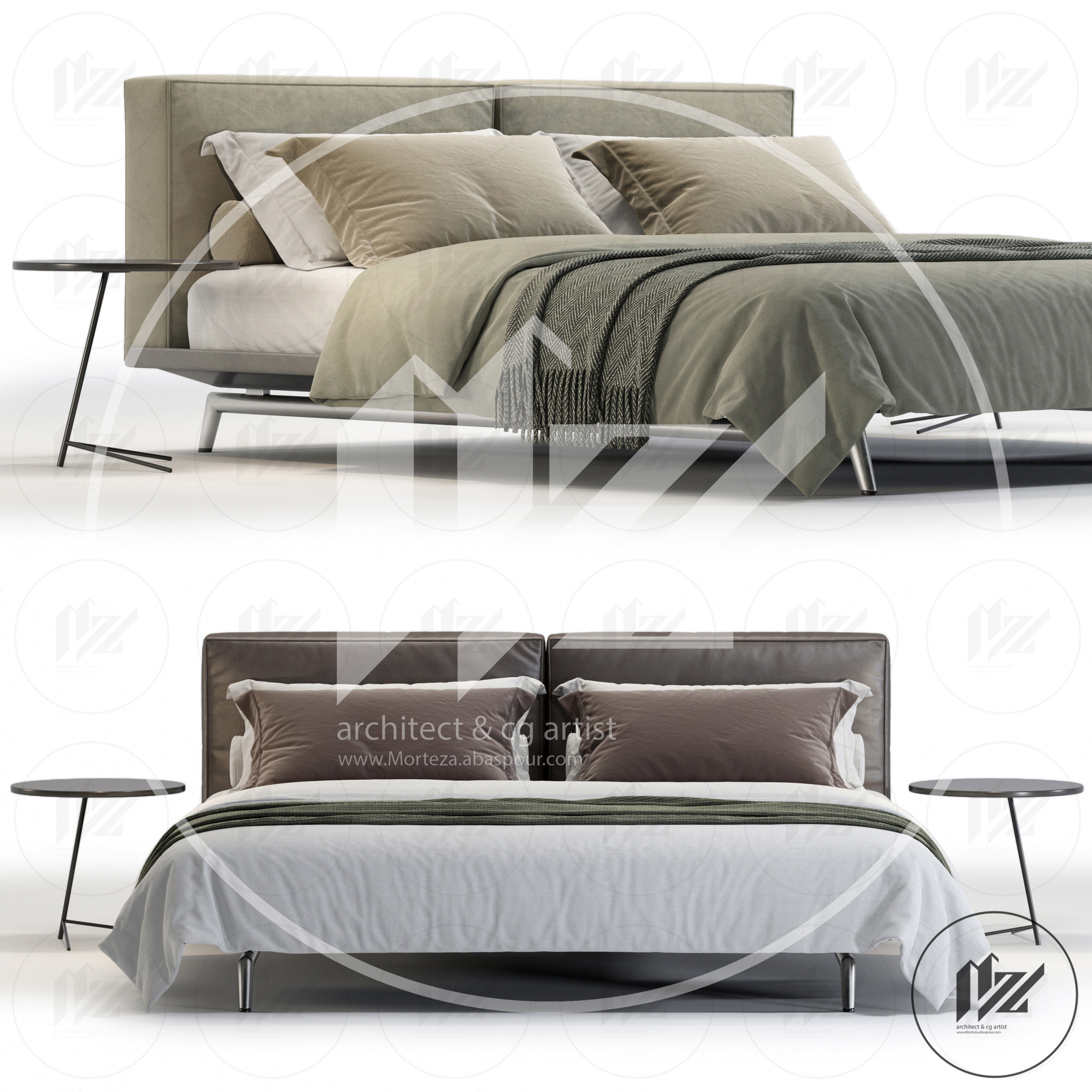 Flexform este Bed No2 3D model | CGTrader