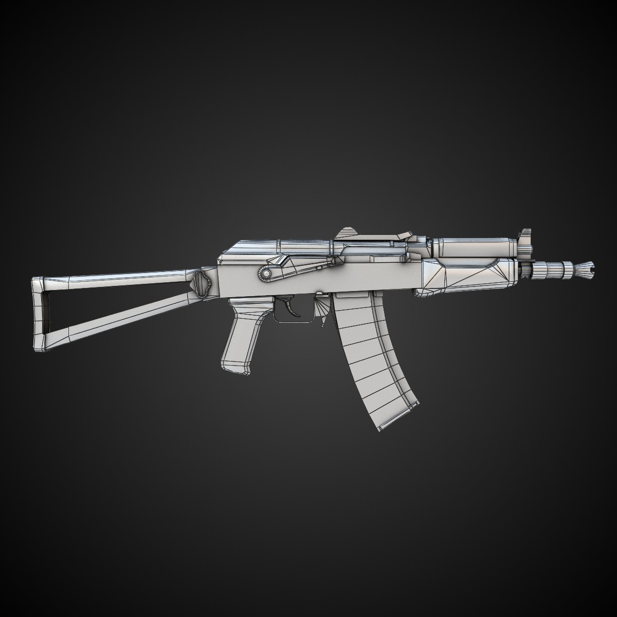 Aks 74u Assault Rifle 3d Model Game Ready Max Obj Fbx Lwo Lw Lws Ma Mb