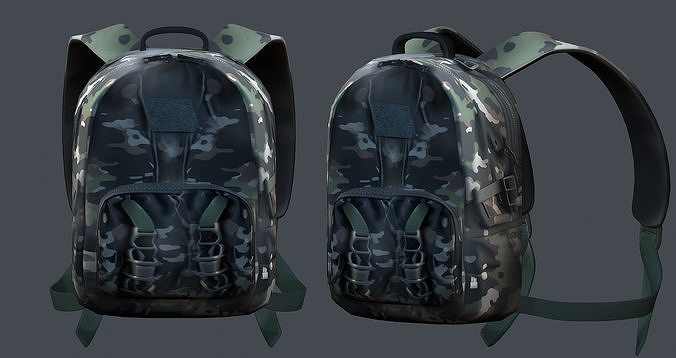 3D model Backpack Camping Generic military human bag storqge baggage VR ...
