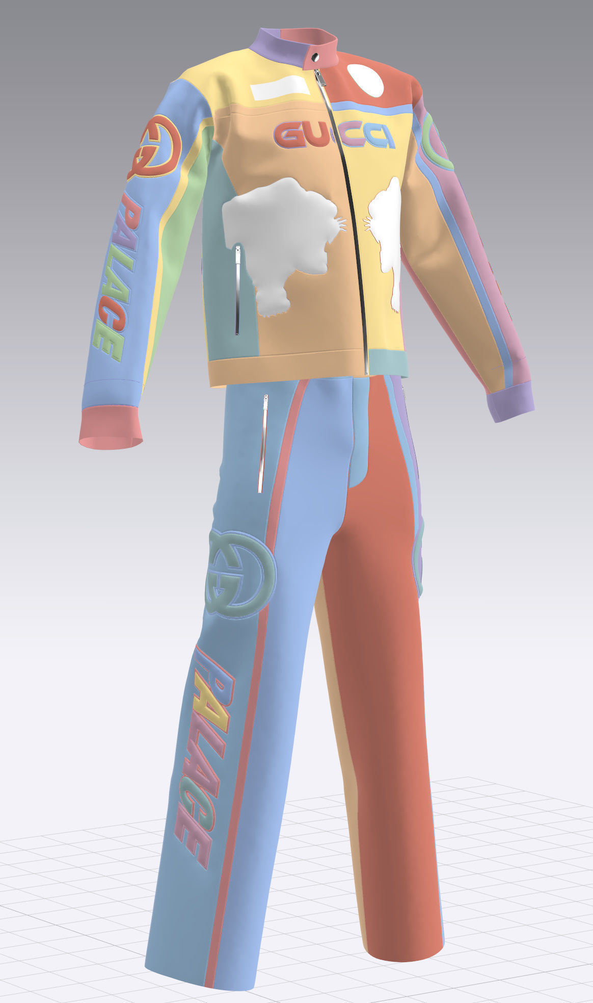 Gucci x Palace leather outfit 3d fashion clothing hype 3D model | CGTrader