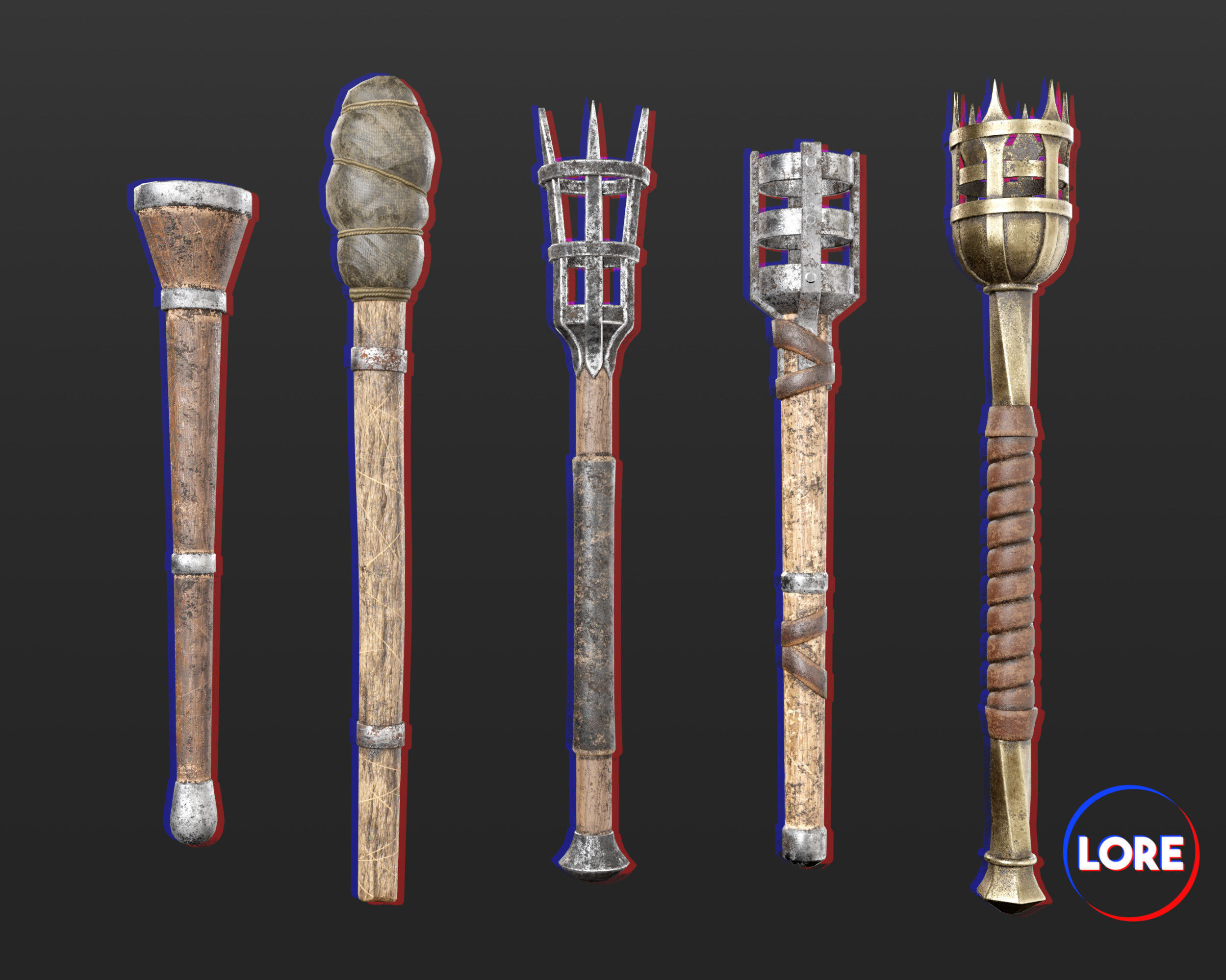 Medieval Collection Lighting Torches VR / AR / low-poly | CGTrader