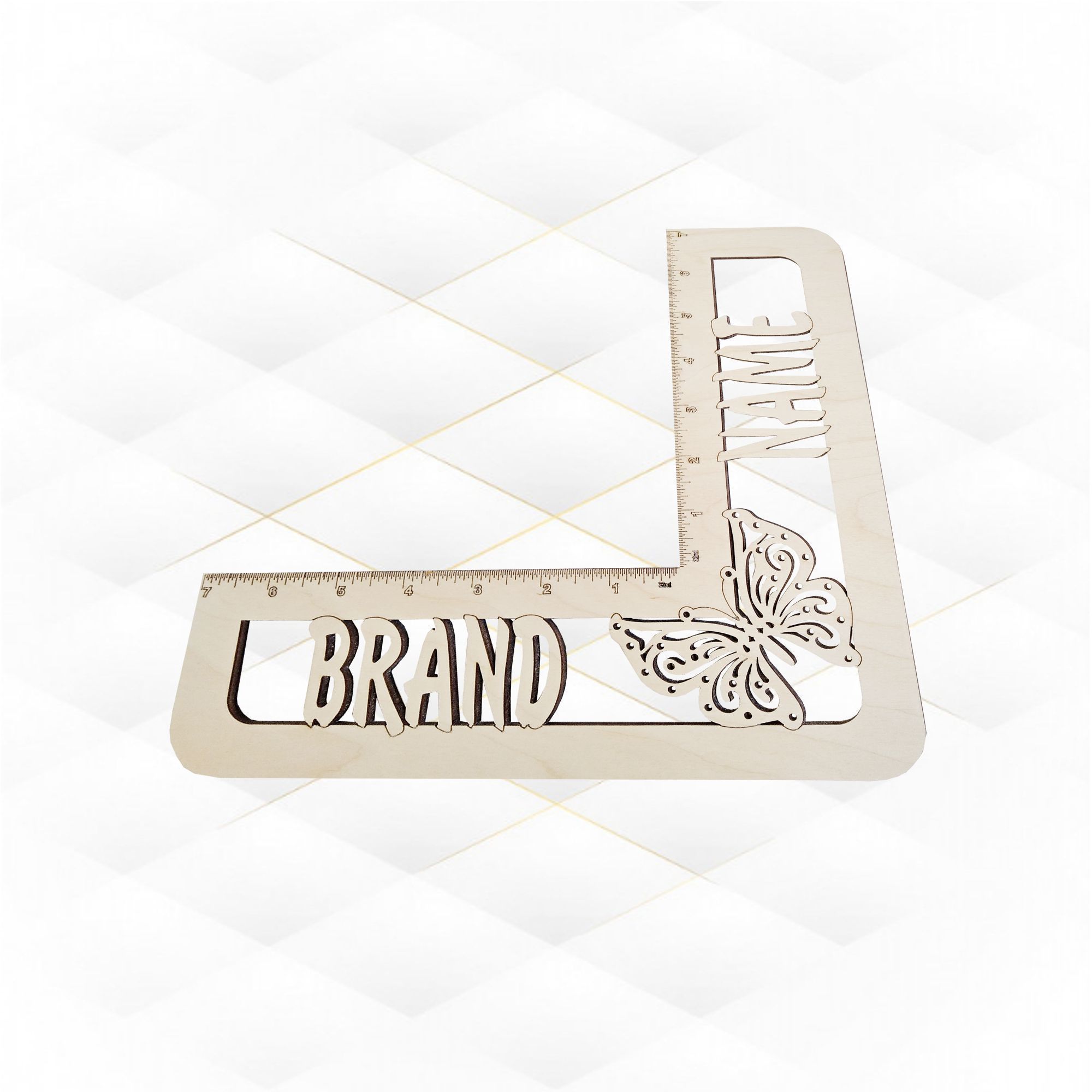 Ruler with butterfly silhouette svg dxf design laser cut 3D model 3D ...