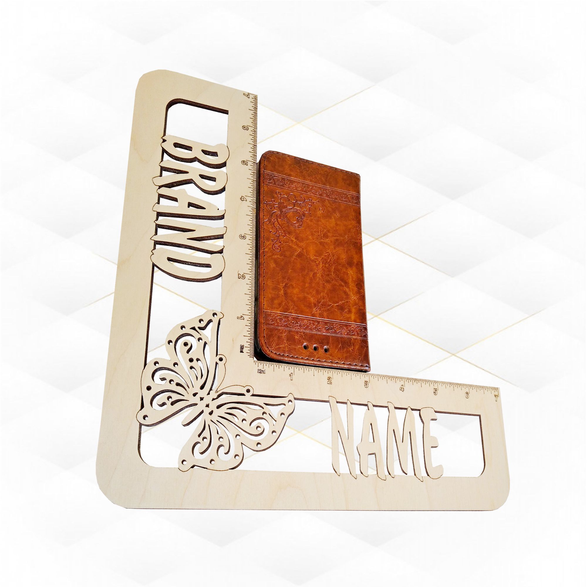 Ruler with butterfly silhouette svg dxf design laser cut 3D model 3D ...