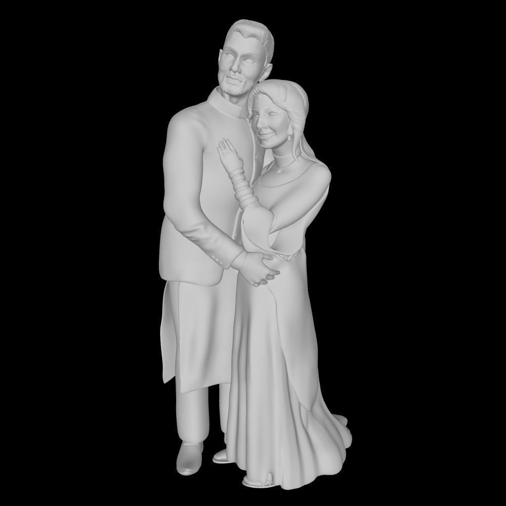 ROMANTIC WEDDING COUPLE - BRIDE AND GROOM 3D model 3D printable | CGTrader