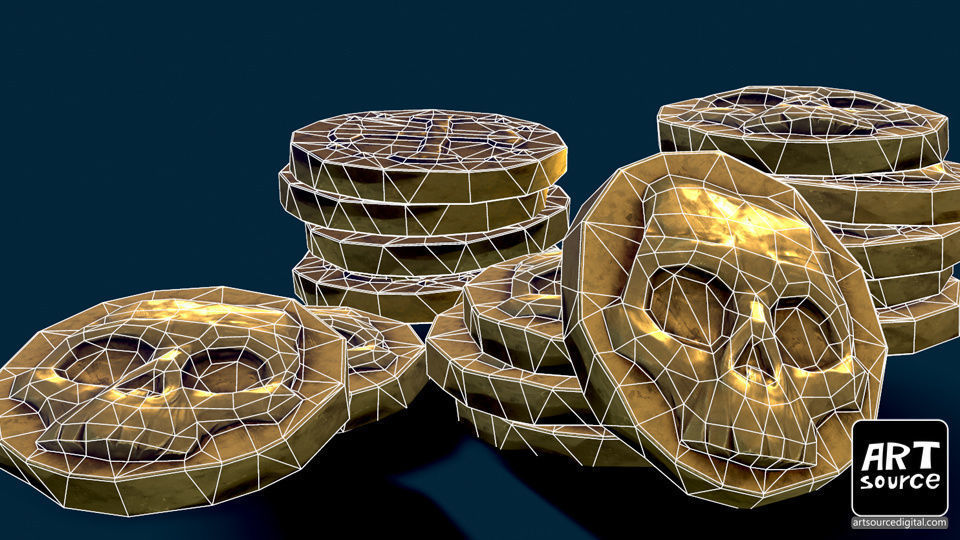 3D model Pirate Gold Coin - Unlit VR / AR / low-poly | CGTrader