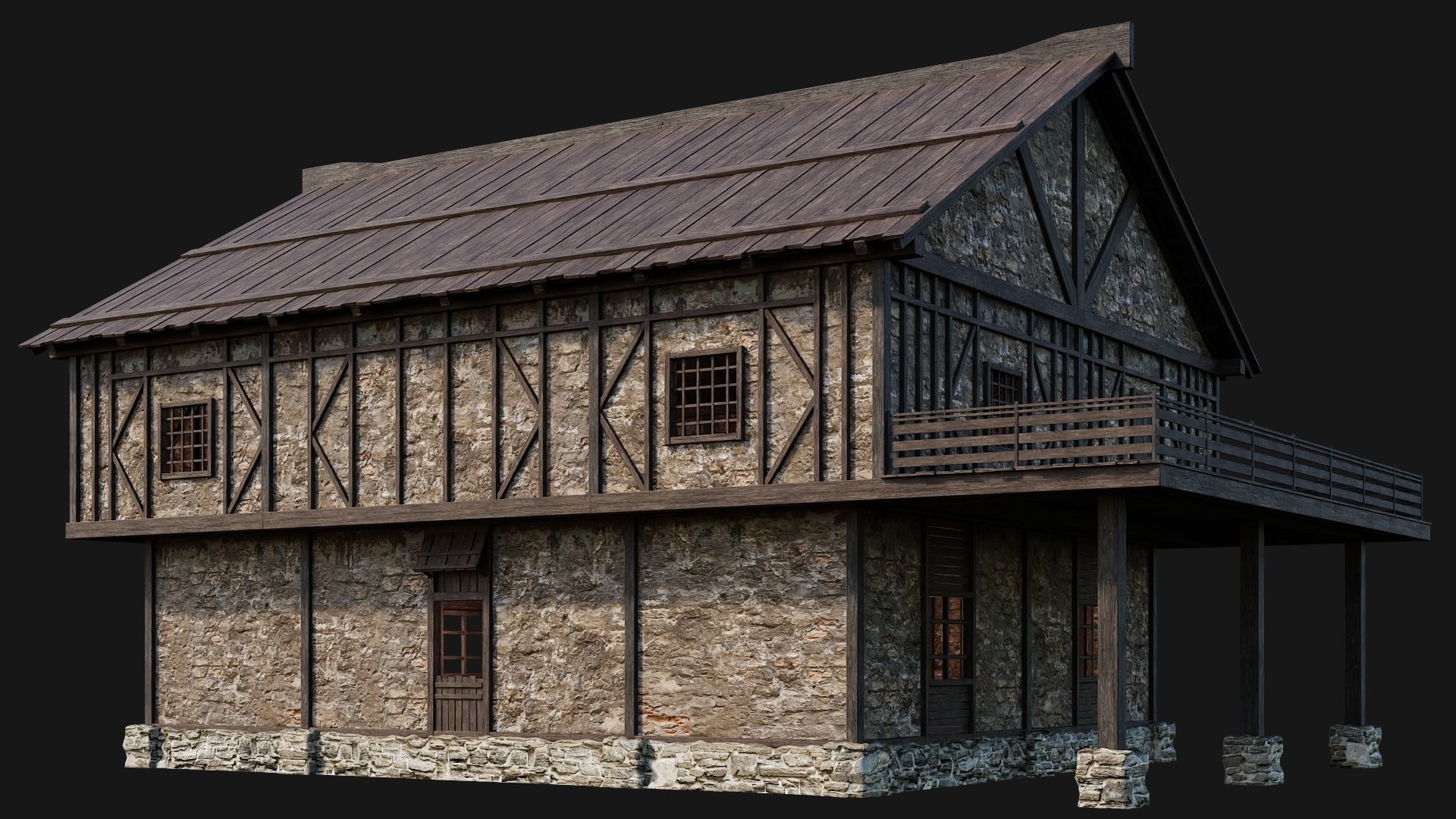 3D model 201-202-203-204 Old Medieval Houses Pack 4K Textures VR / AR ...