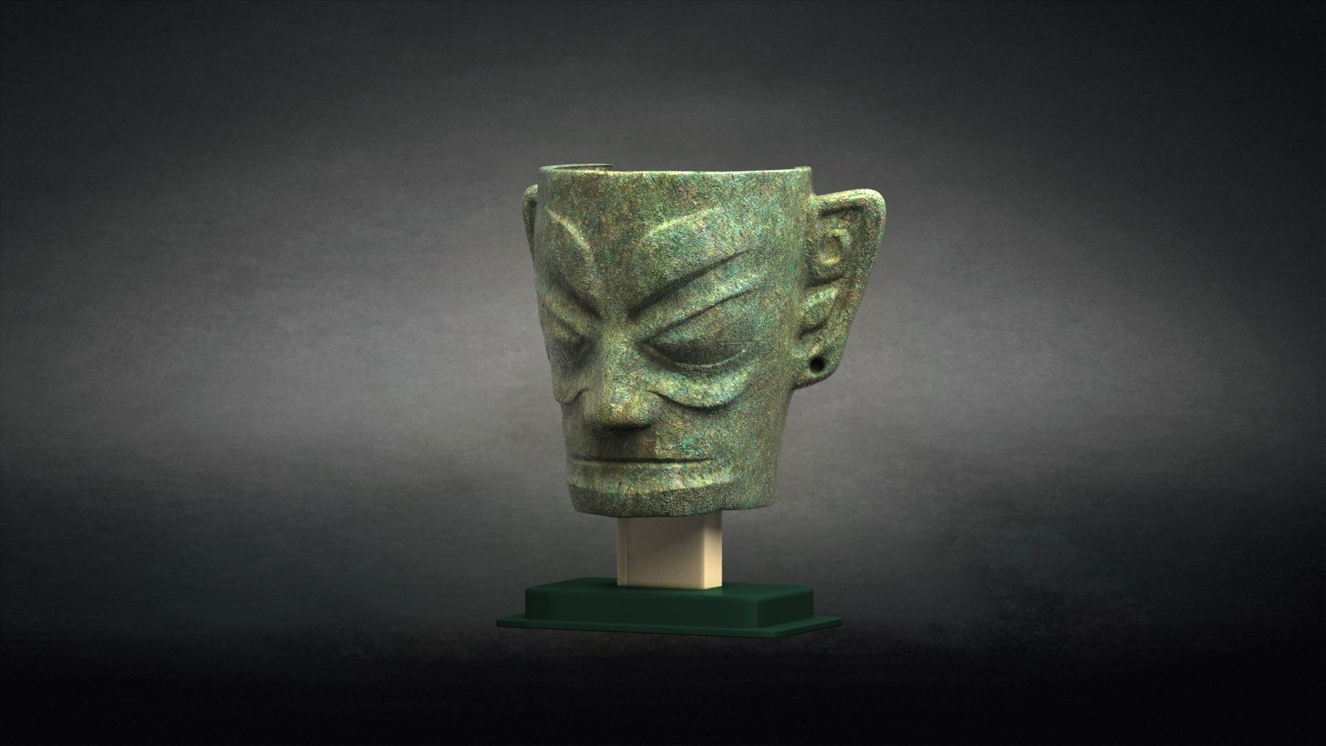 Sanxingdui ancient sacrificial mask civilization bronze 3D model | CGTrader