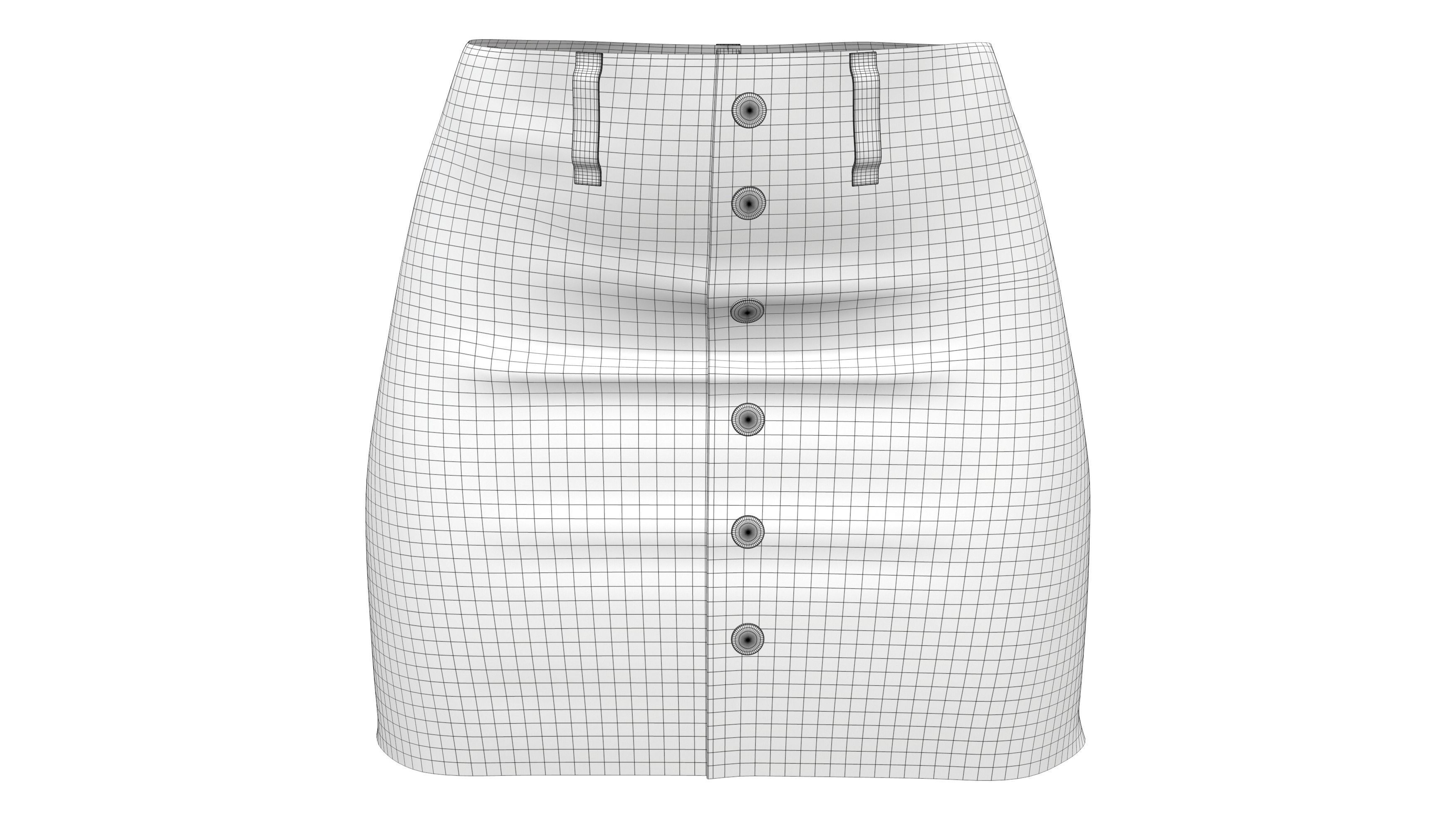 3d Model Cute Button Down Denim Skirt Vr Ar Low Poly Cgtrader