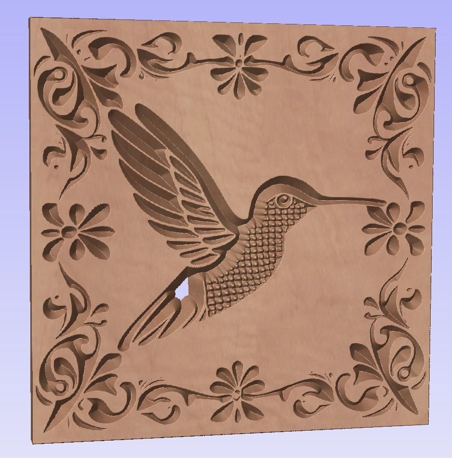 Tribal Hummingbird stencil design - dxf file for laser cut CNC 3D model ...