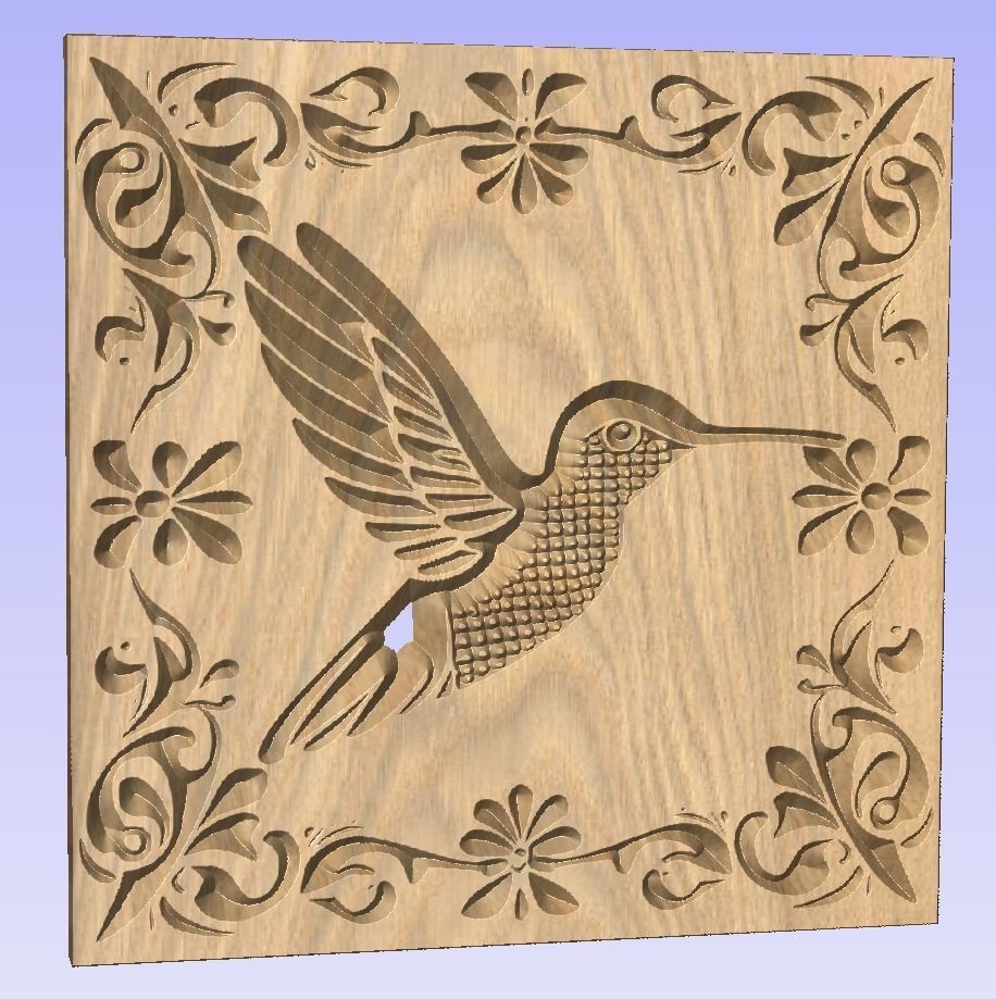 Tribal Hummingbird stencil design - dxf file for laser cut CNC 3D model ...