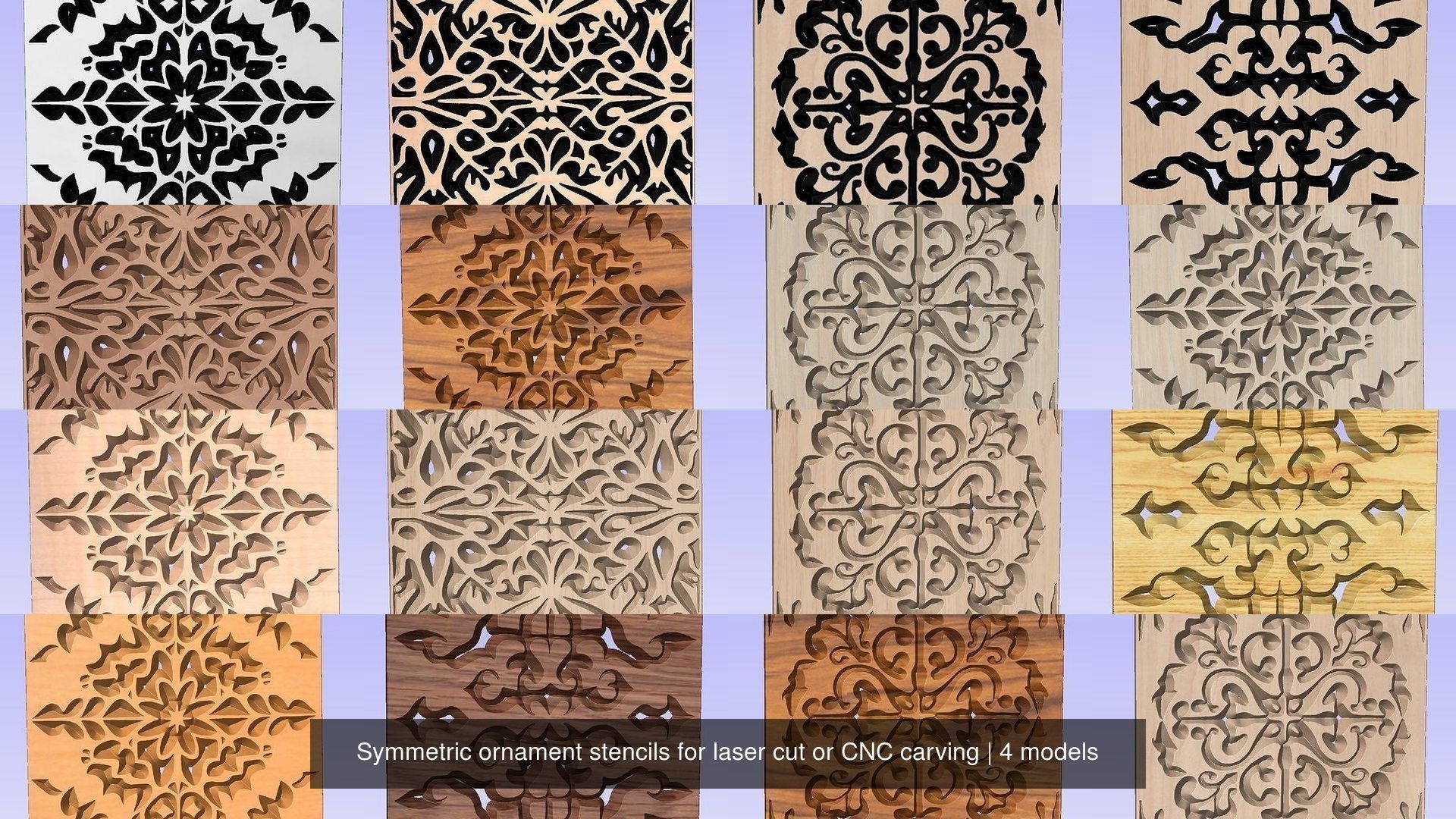 Symmetric ornament stencils for laser cut or CNC carving 3D Model ...