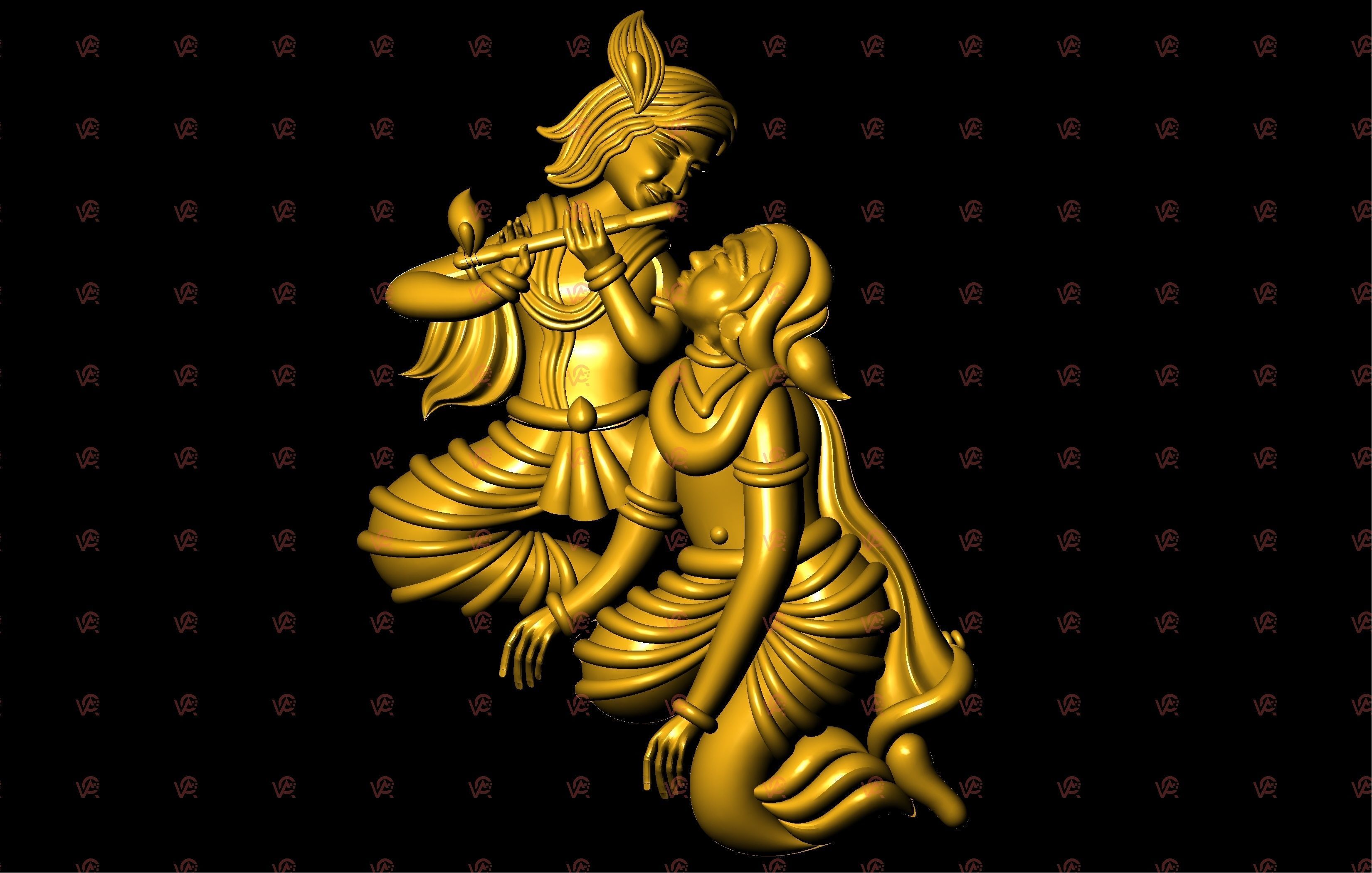 Radha Krishna sculpture 3D model 3D printable | CGTrader