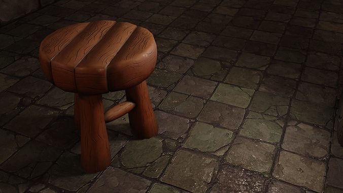 3D model Stool stylized PBR low-poly VR / AR / low-poly | CGTrader