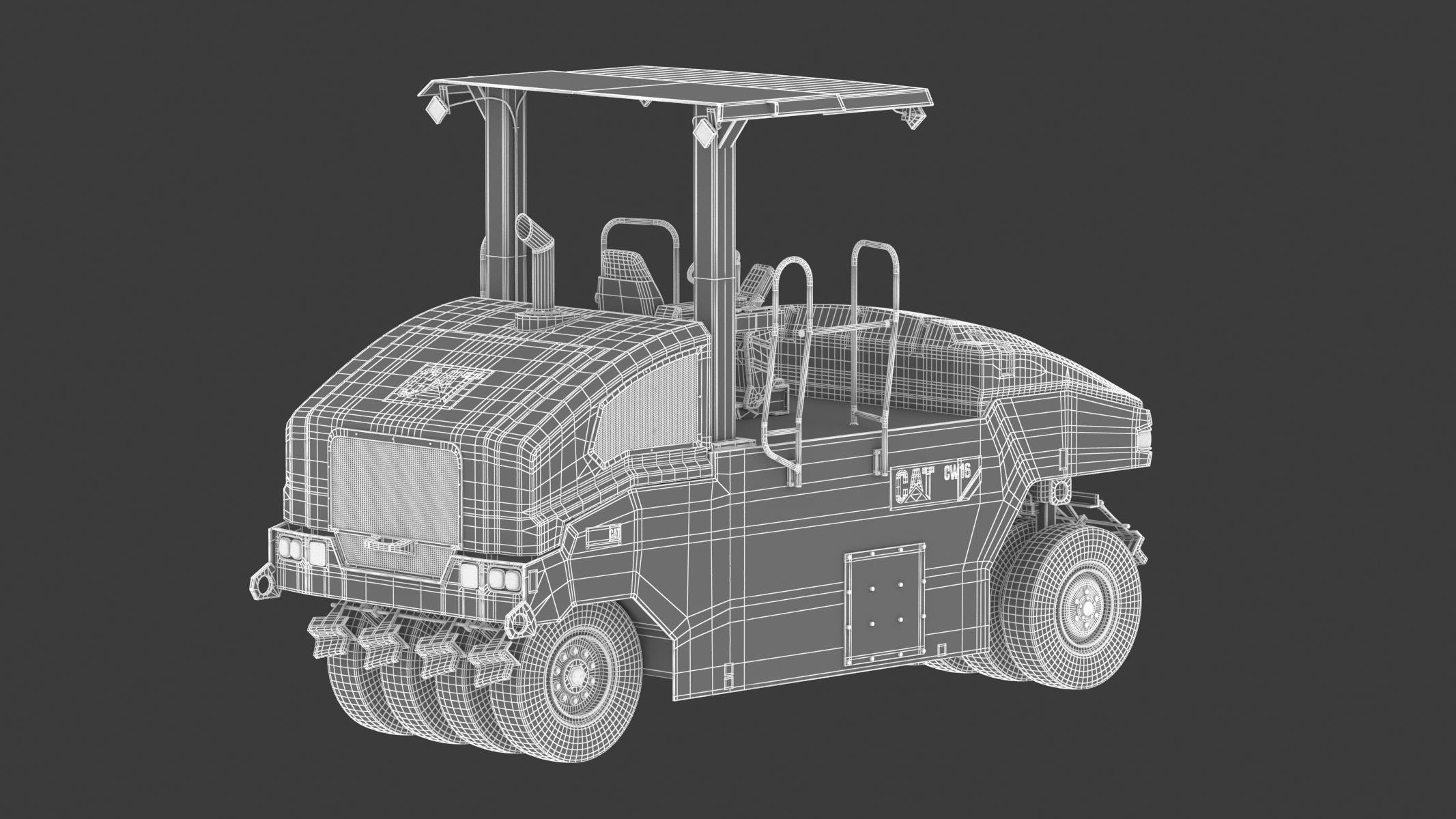 CAT Pneumatic Rollers CW16 11-Wheel 3D model | CGTrader