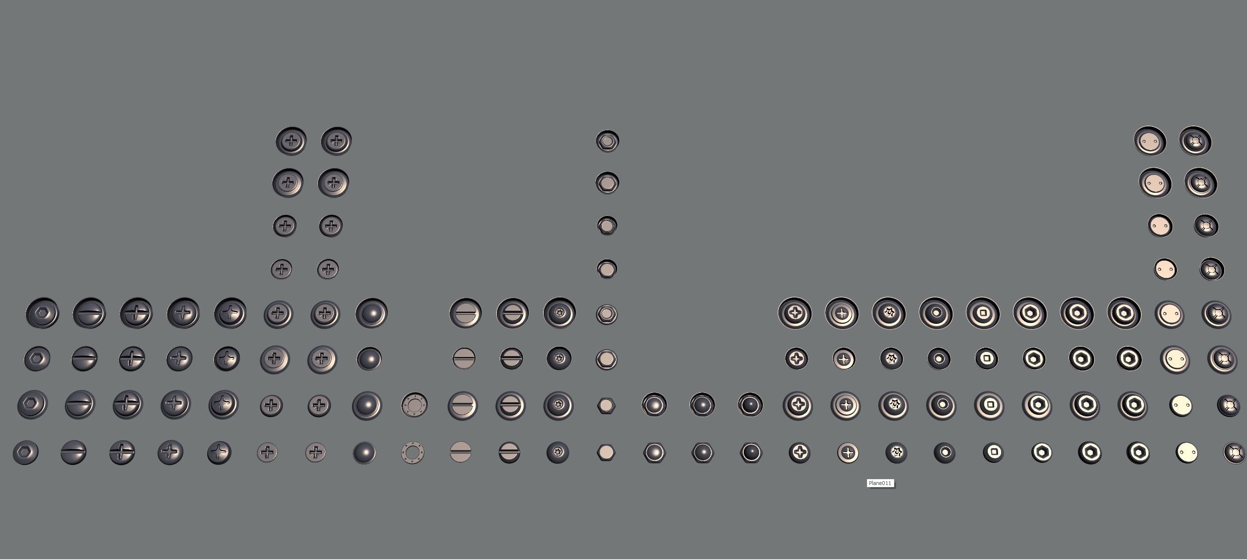 3D model Bolts kit collection Nuts and Screws heads kit VR / AR / low ...