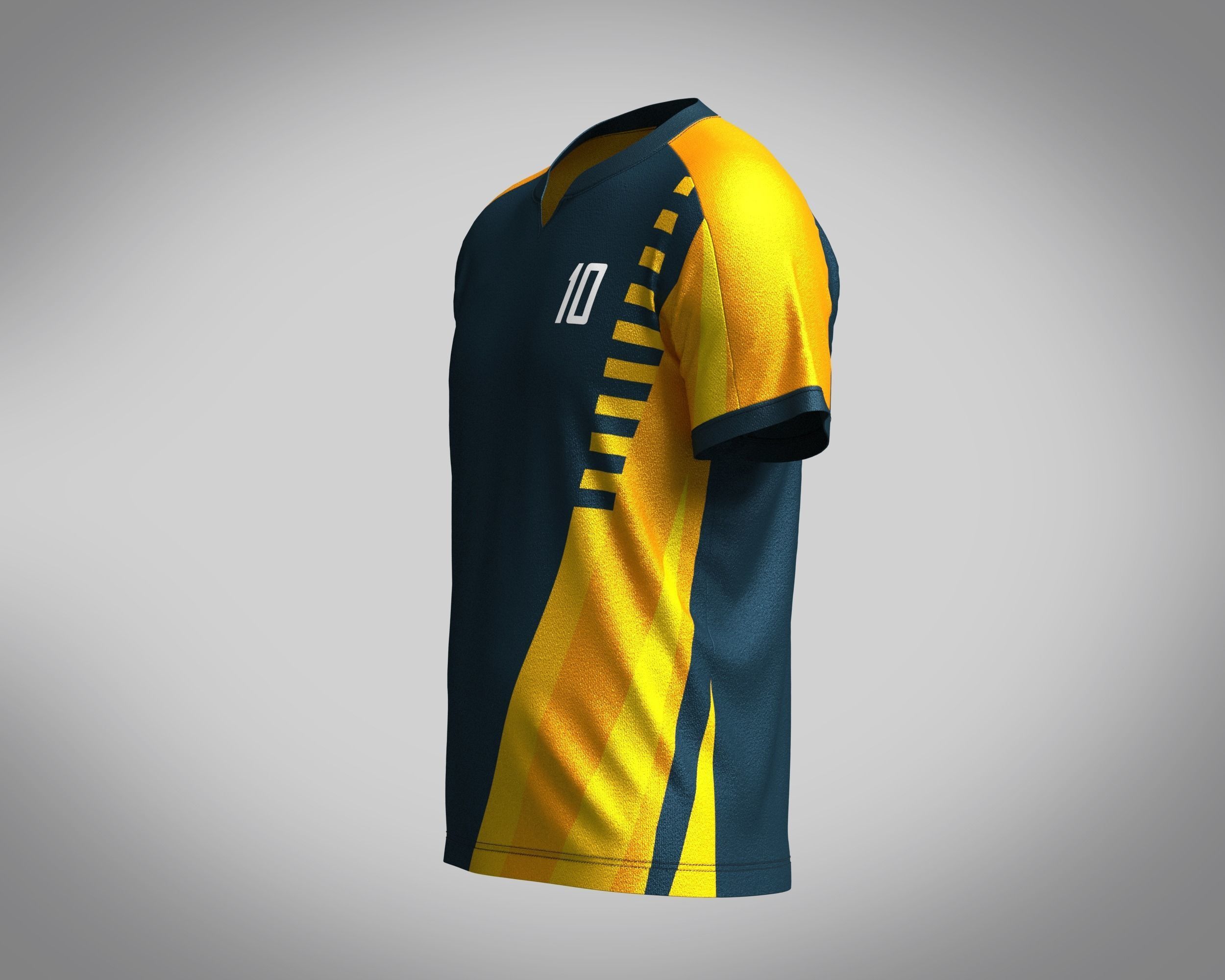 Mens Soccer Dark Blue and Yellow Jersey Player-10 3D model | CGTrader