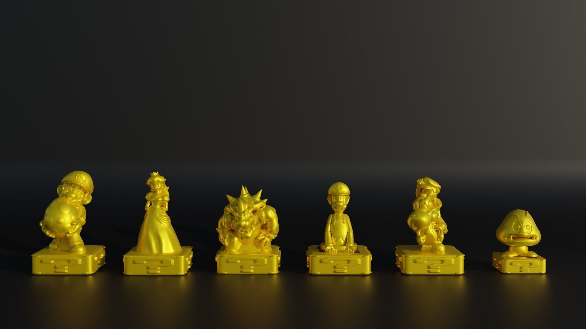 Super Mario Character Figure Chess Set - 6 Different Character 3D model ...