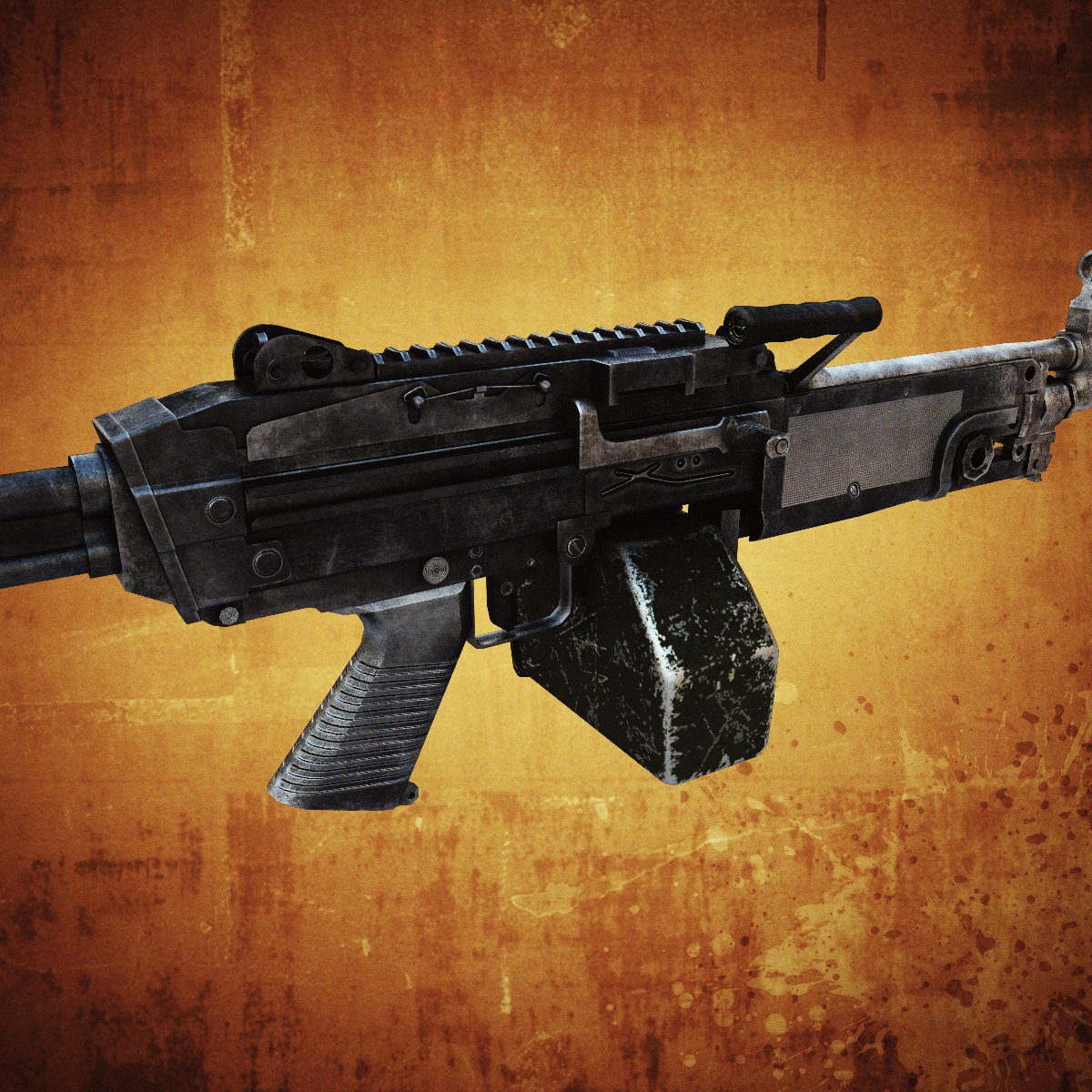 FN Minimi Machine gun 3D Model Game ready .max .obj .fbx .lwo .lw .lws ...