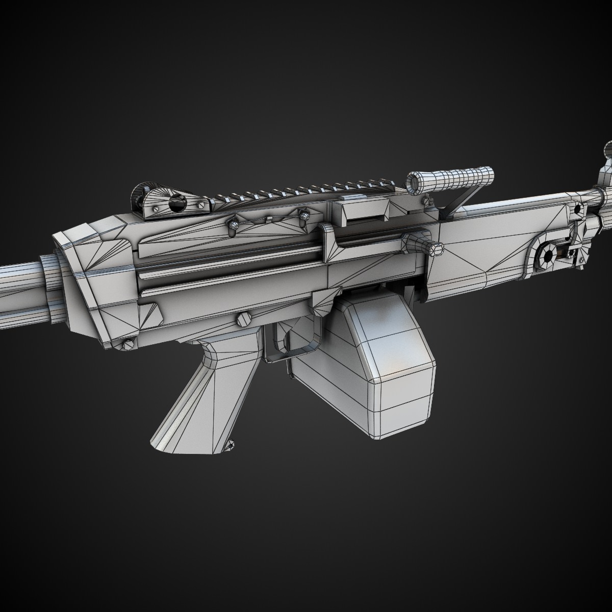 FN Minimi Machine gun 3D Model Game ready .max .obj .fbx .lwo .lw .lws ...