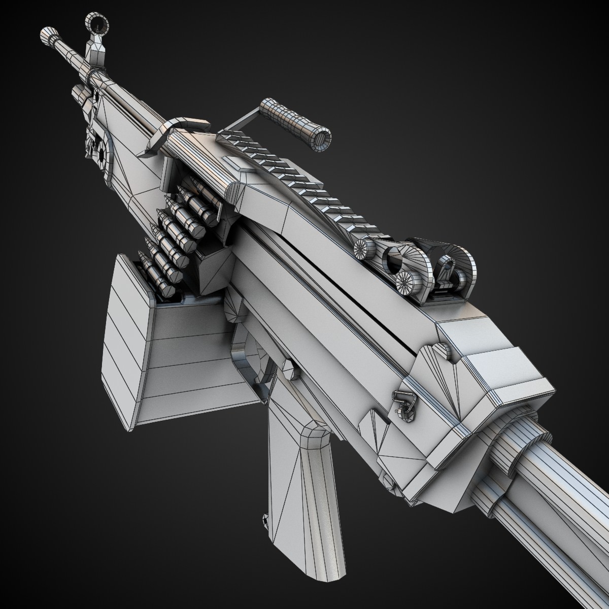 FN Minimi Machine gun 3D Model Game ready .max .obj .fbx .lwo .lw .lws ...