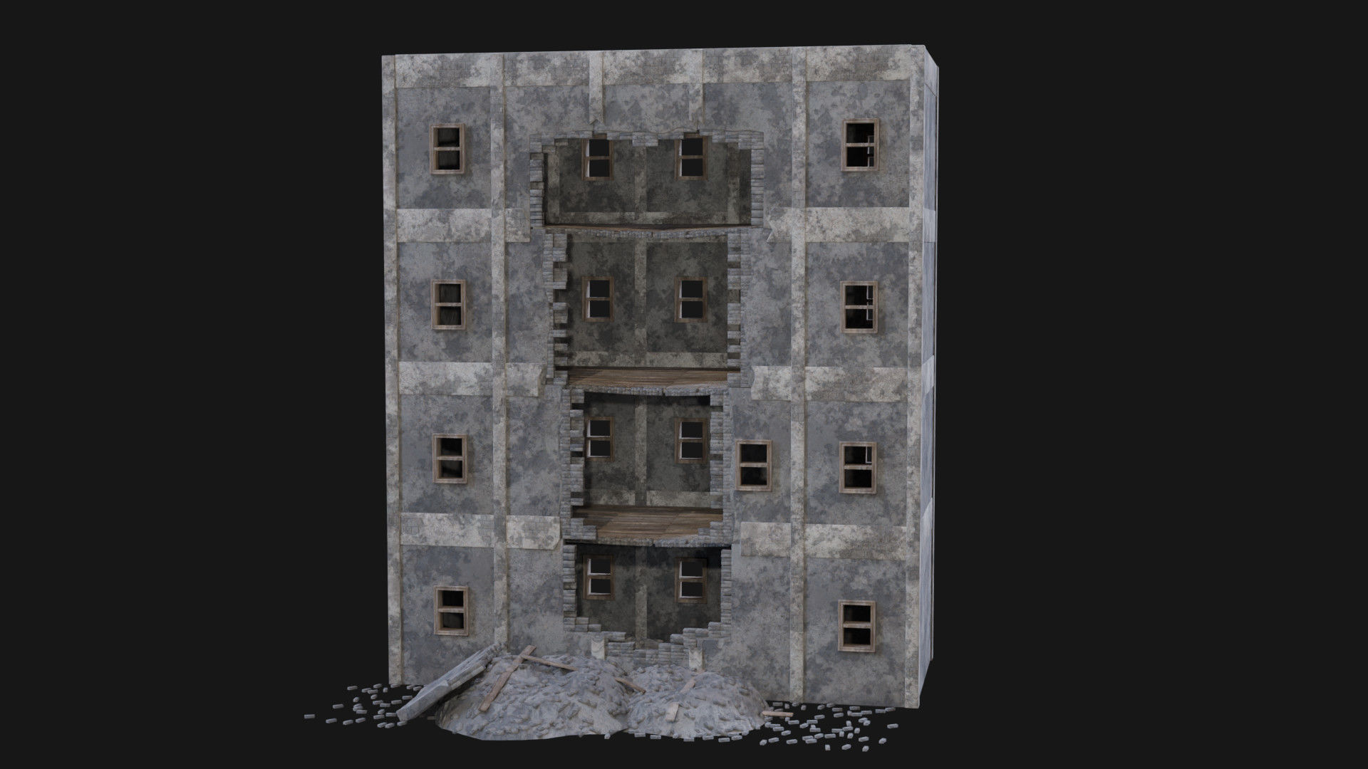 3D model BUILDING POSTAPO POST APO DESTROYED ARCHITECTURE OLD RUIN CITY ...