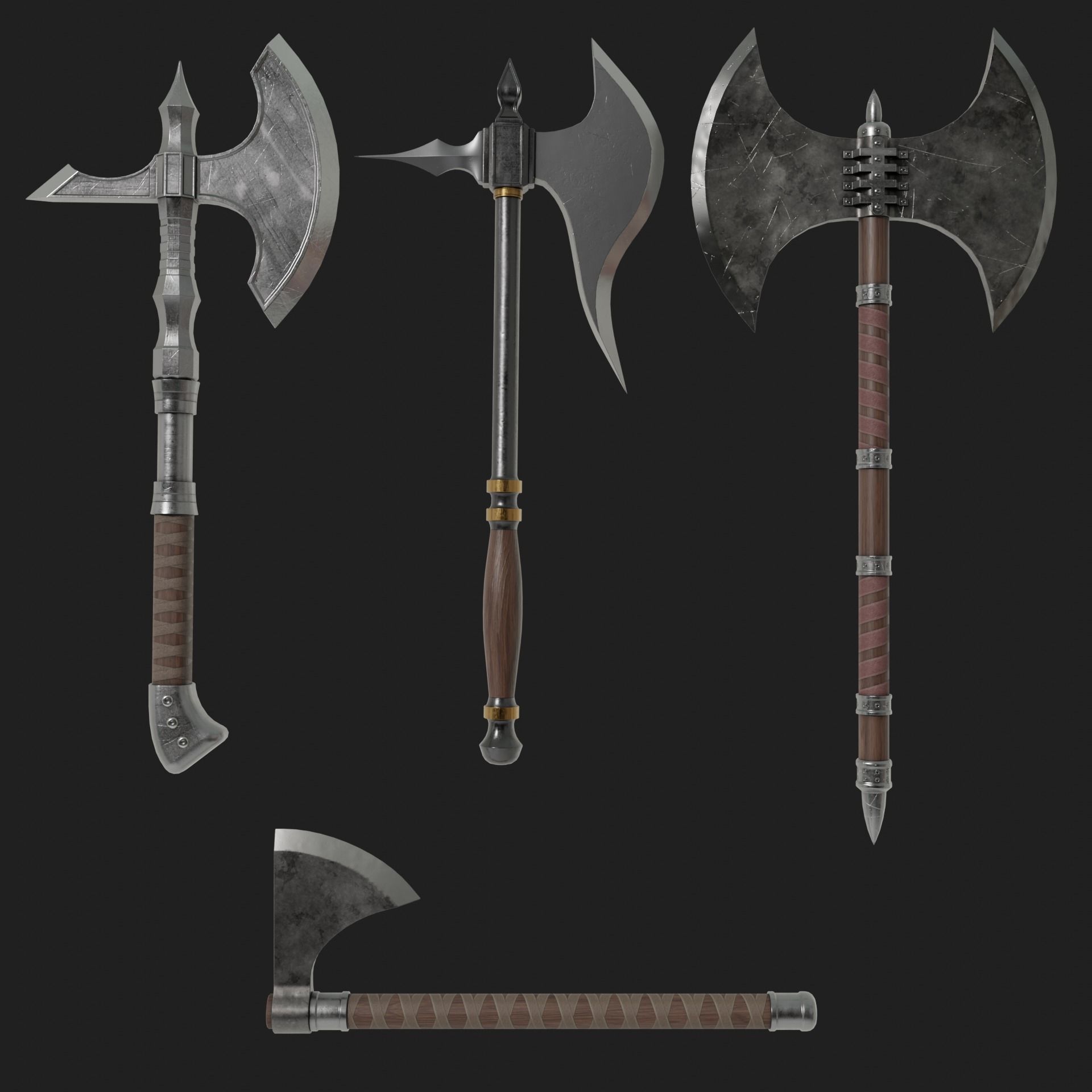 Game ready medieval axes collection VR / AR / low-poly | CGTrader