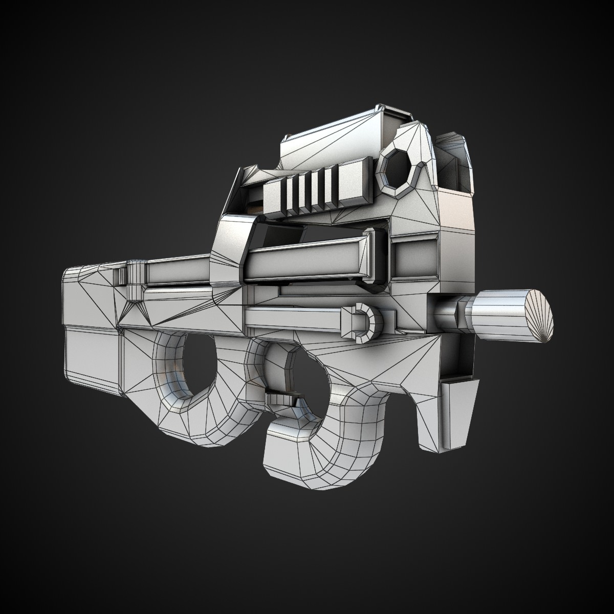 FN P90 SMG 3D Model Game ready .max .obj .fbx .lwo .lw .lws .ma .mb ...