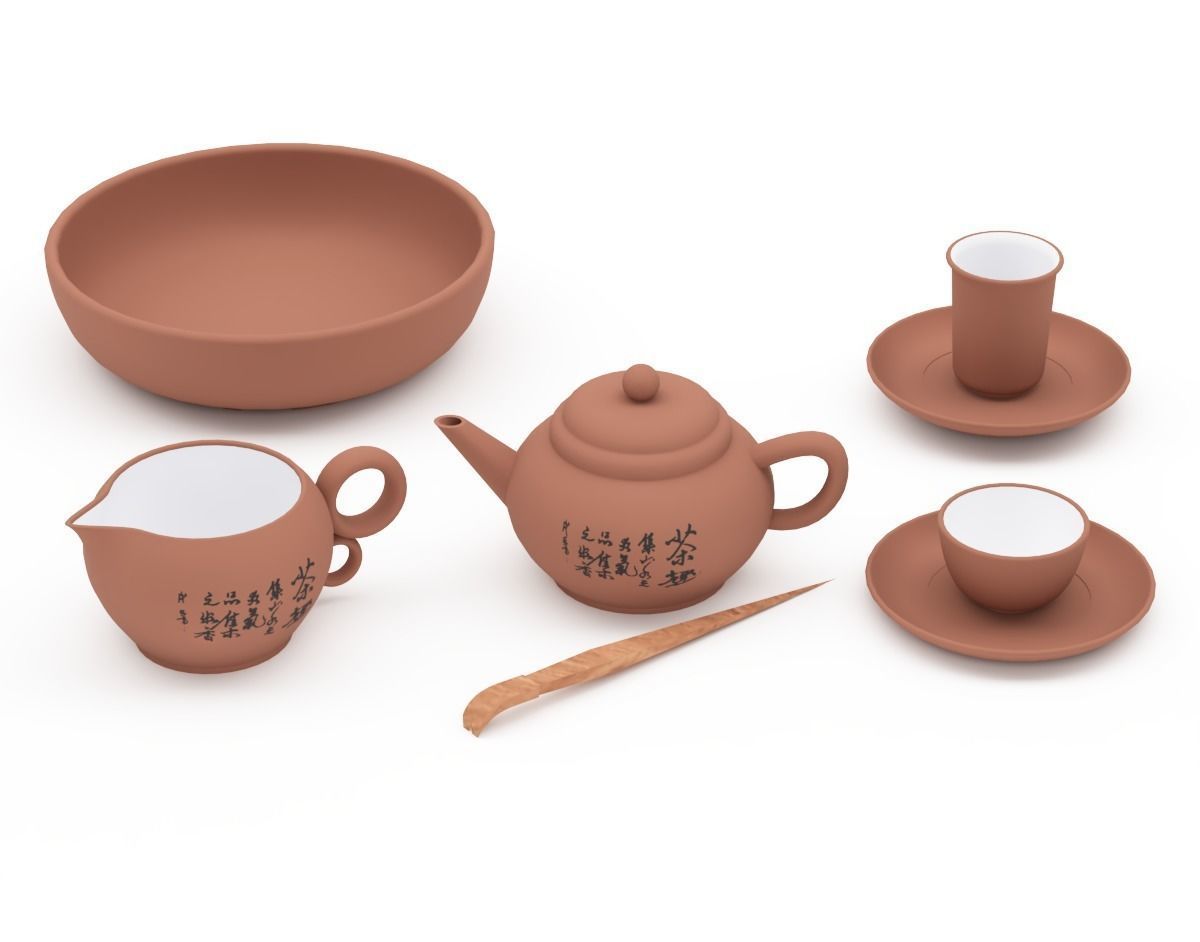 Chinese traditional ceremony tea set 3D model | CGTrader
