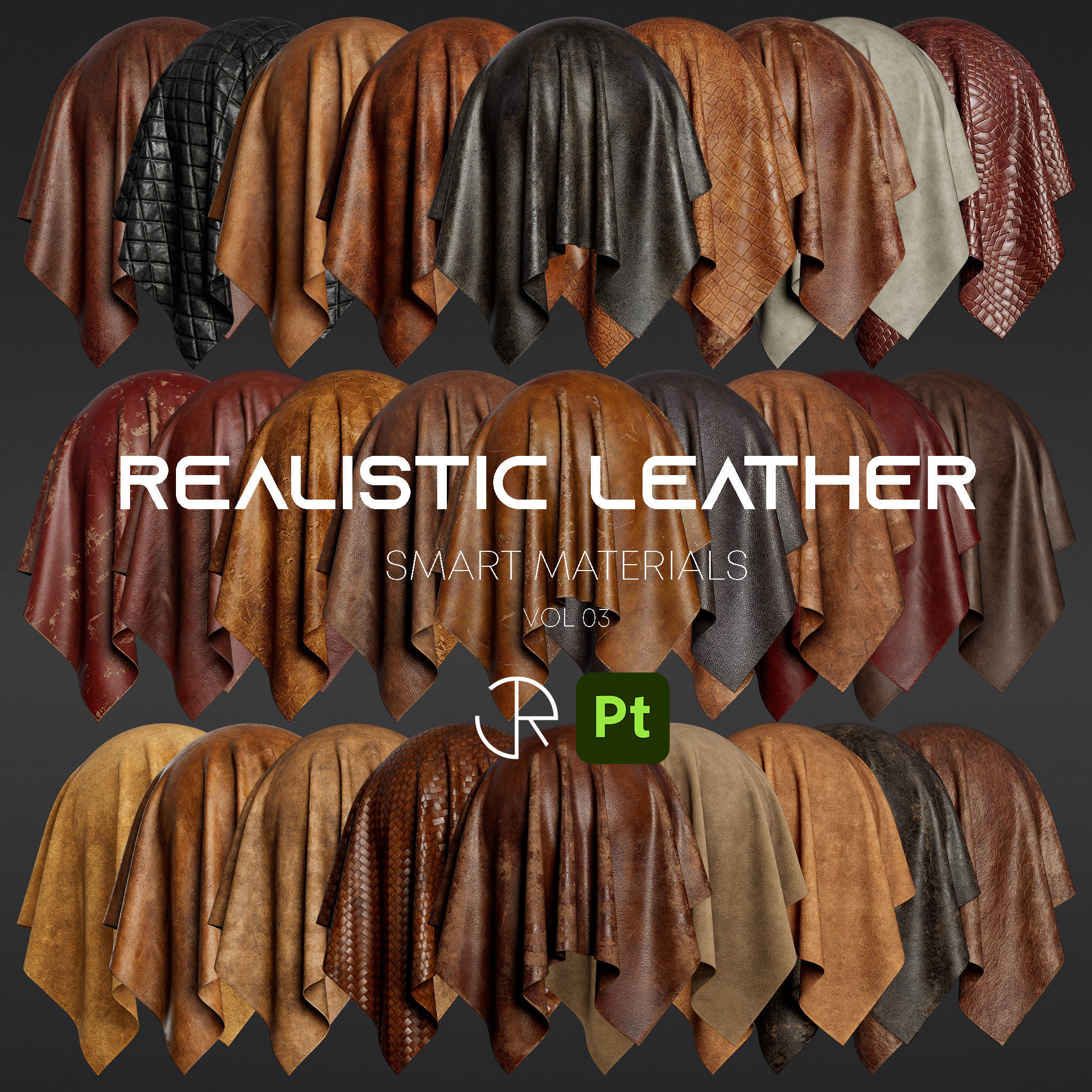Realistic Leather Smart materials for substance painter Vol 03 3D model ...