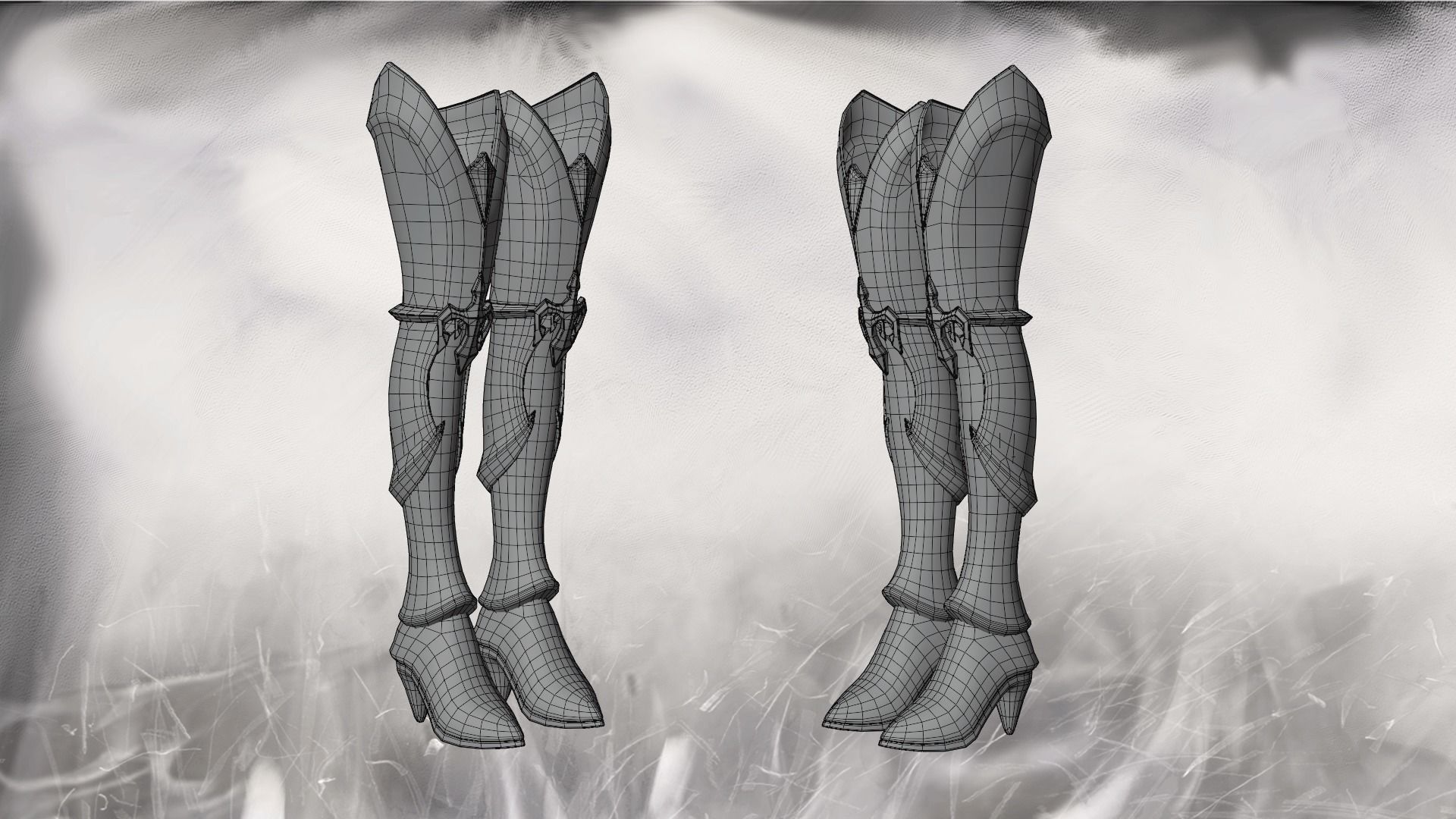 3D model Knight leg armor female lowpoly game asset VR / AR / low-poly ...