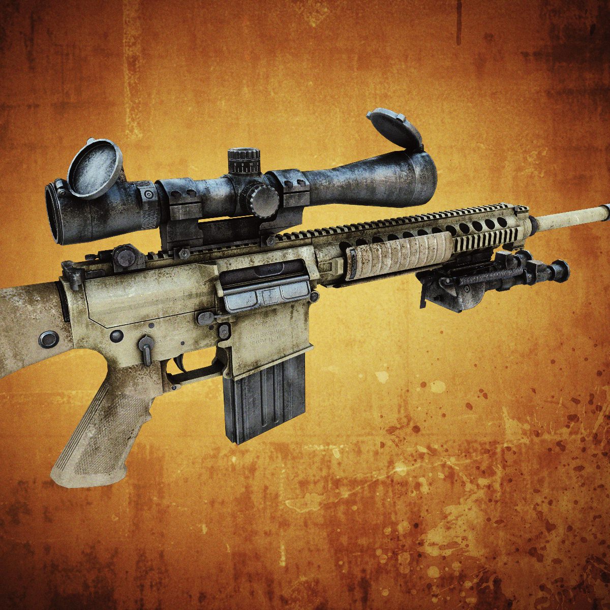 M110 Sniper rifle 3D Model Game ready .max .obj .fbx .lwo .lw .lws .ma ...