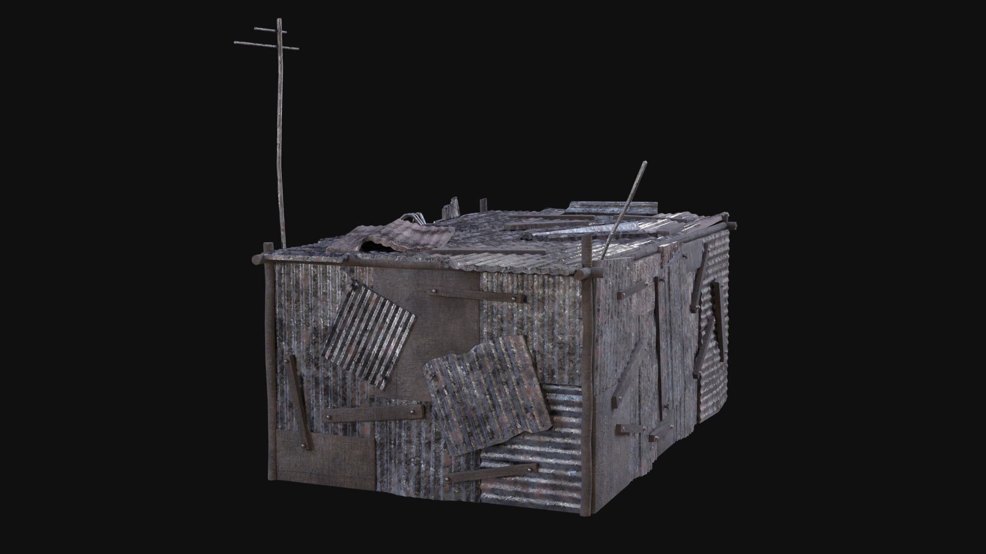 3D model SHELTER POST APO HOUSE HUT IMPROVISED PLATE DEBRIS SURVIVAL ...